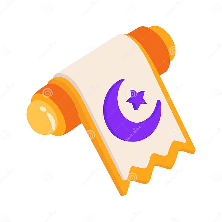 Religious Islamic Scroll with Crescent Moon, Symbolizing Holy Ramadan ...