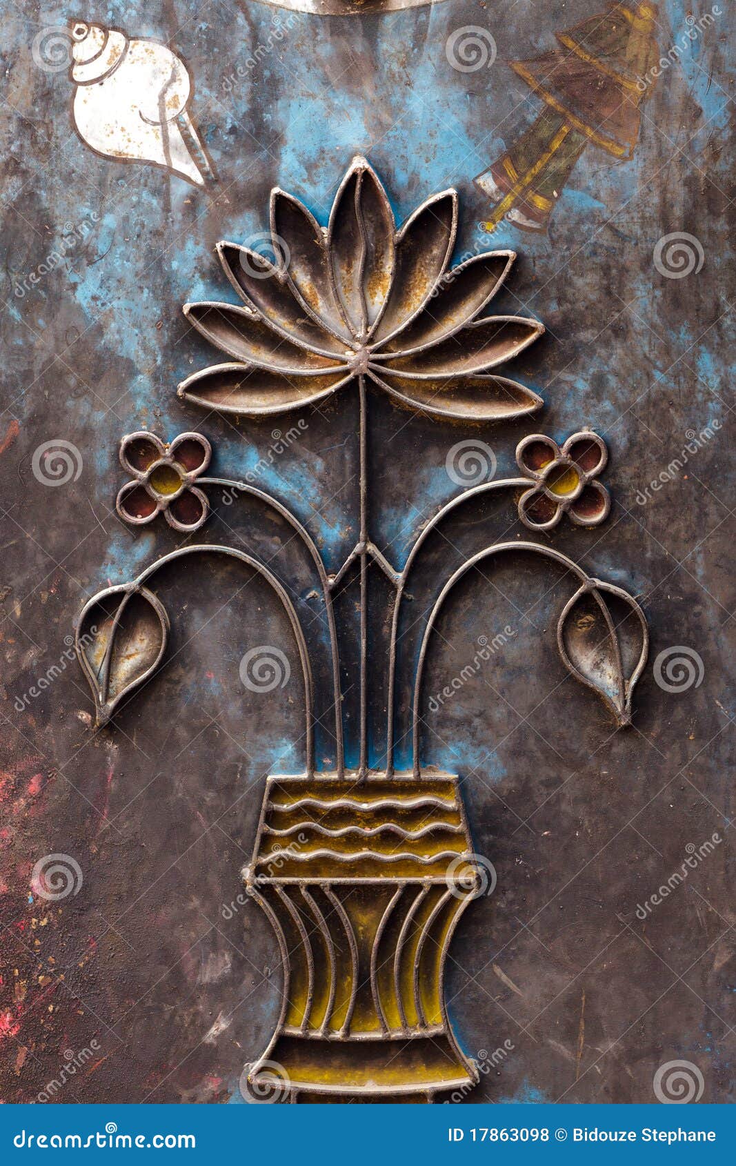 Religious metal carving stock photo. Image of shell, flower - 17863098