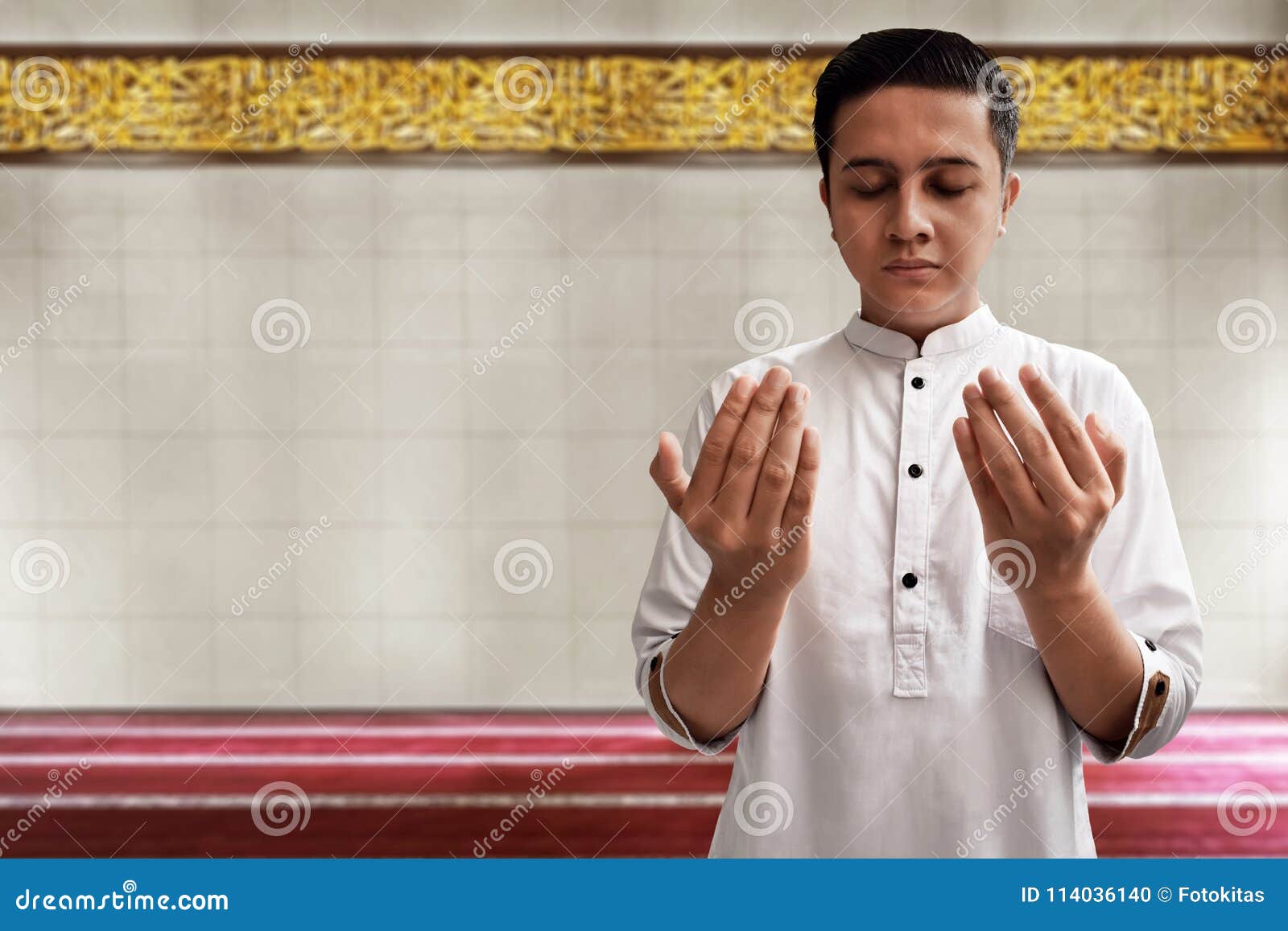 Religious Muslim Man Pray in Mosque Stock Photo - Image of faithful ...