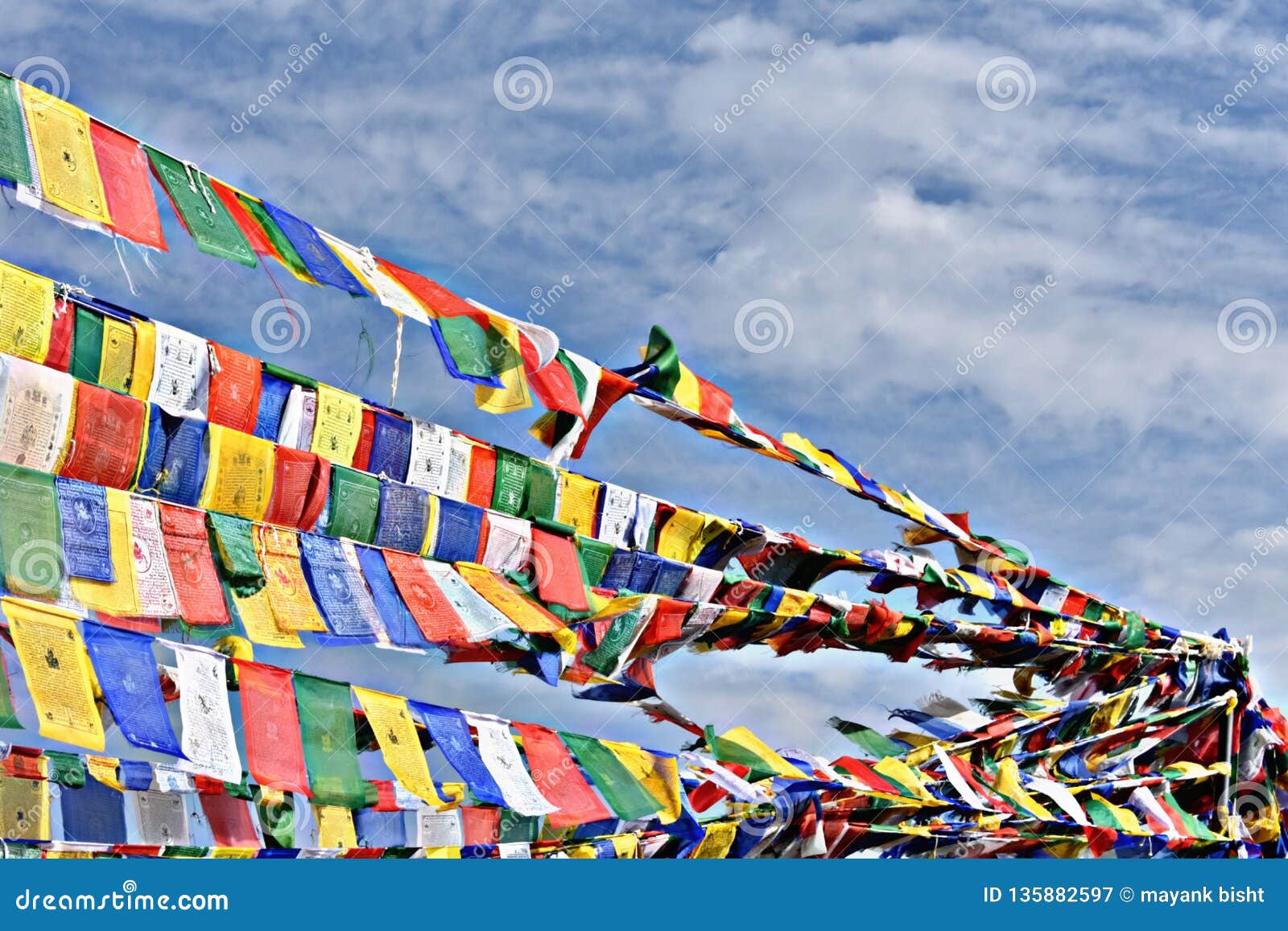 Budhist flags. stock image. Image of tourism, travel - 135882597