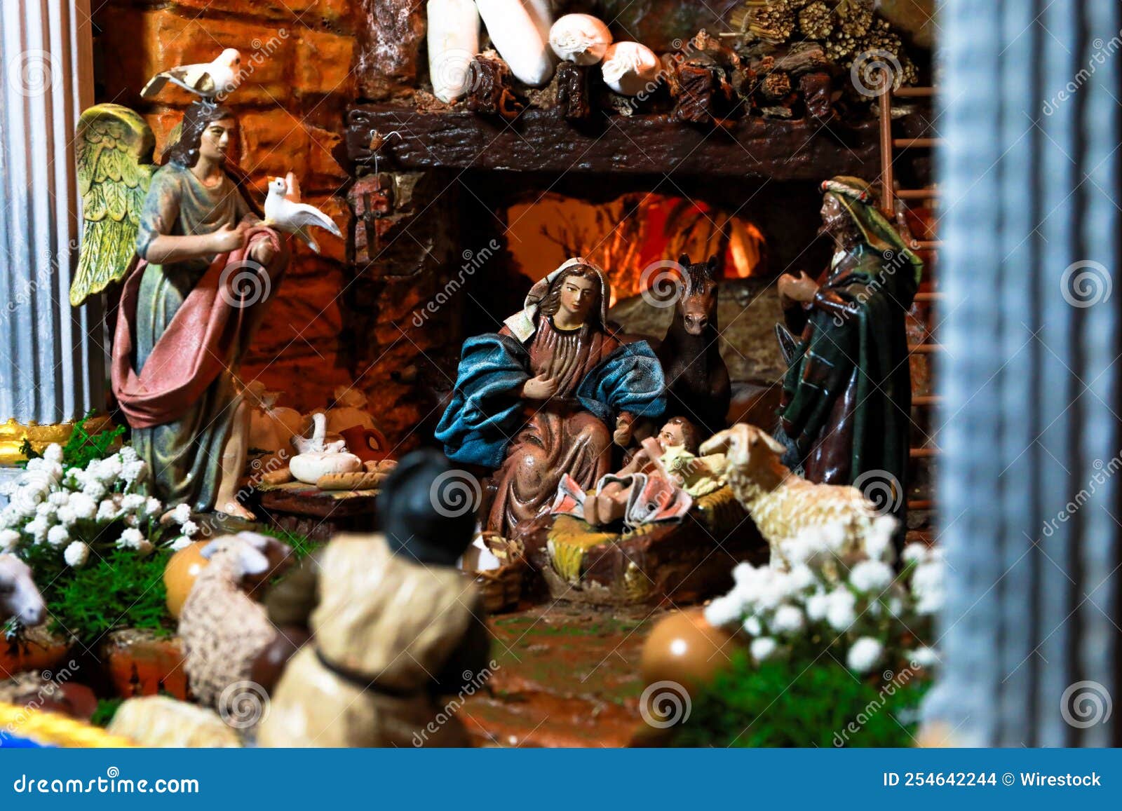 Religious Sculpture Figurines of the Nativity Scene Stock Photo - Image ...