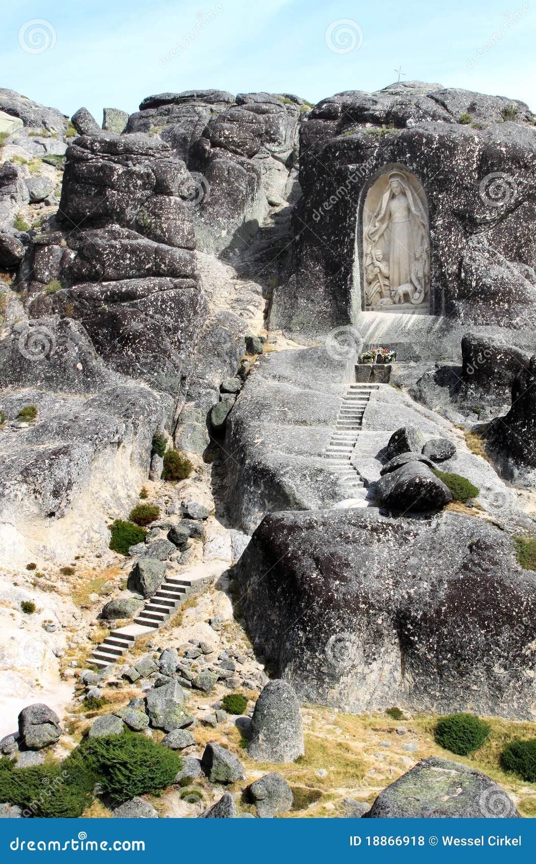 Religious Sculpture in Portuguese Rocks Stock Photo - Image of covao ...