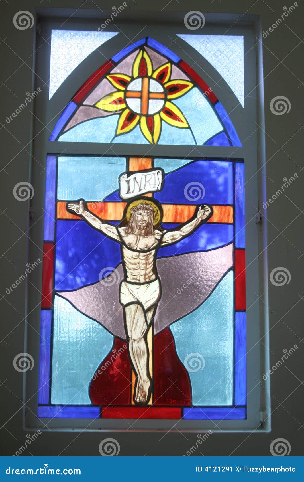Religious Stained Glass Window Stock Image - Image of pious, nailed ...