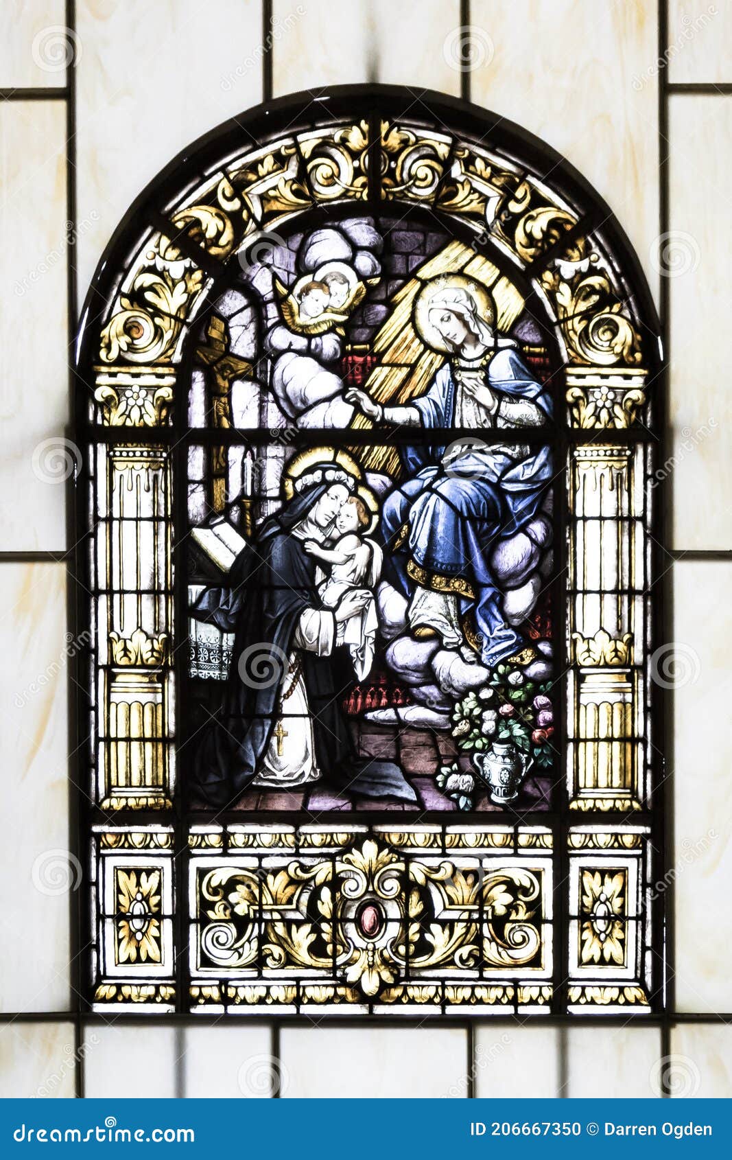 Religious Stained Glass Window Editorial Image - Image of church, blue ...