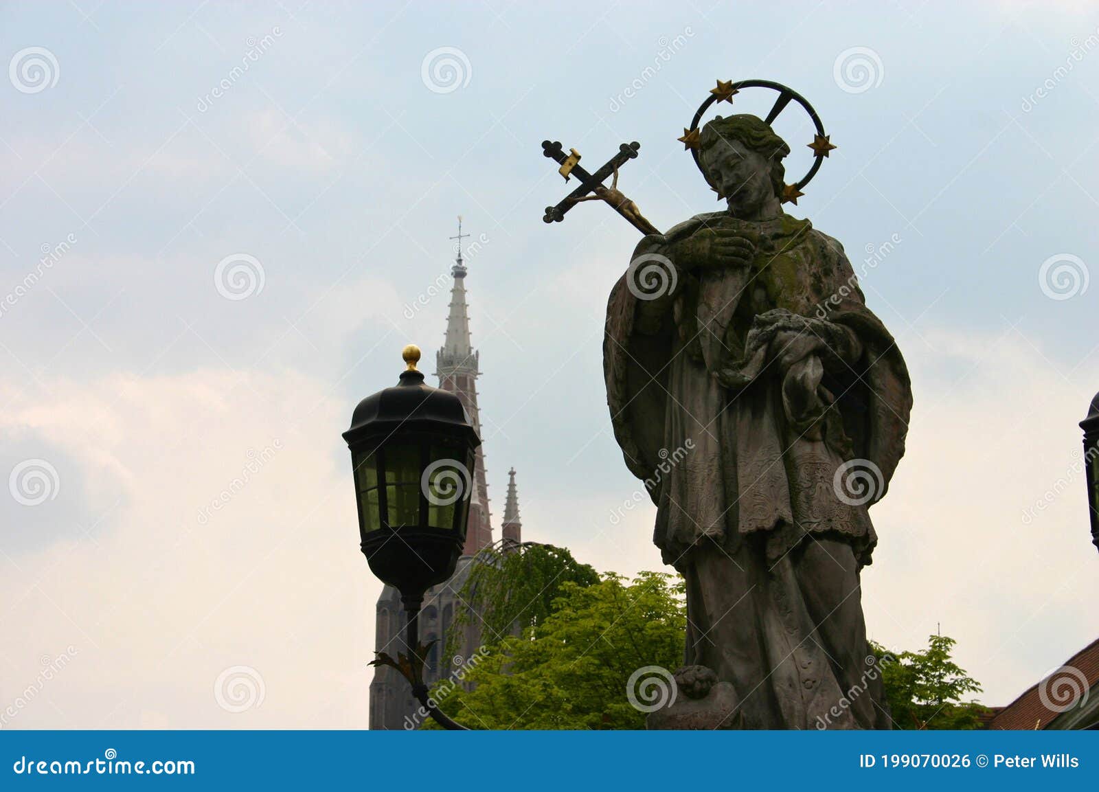Religious Stone Statue in Brussels in Belgium Stock Photo - Image of ...