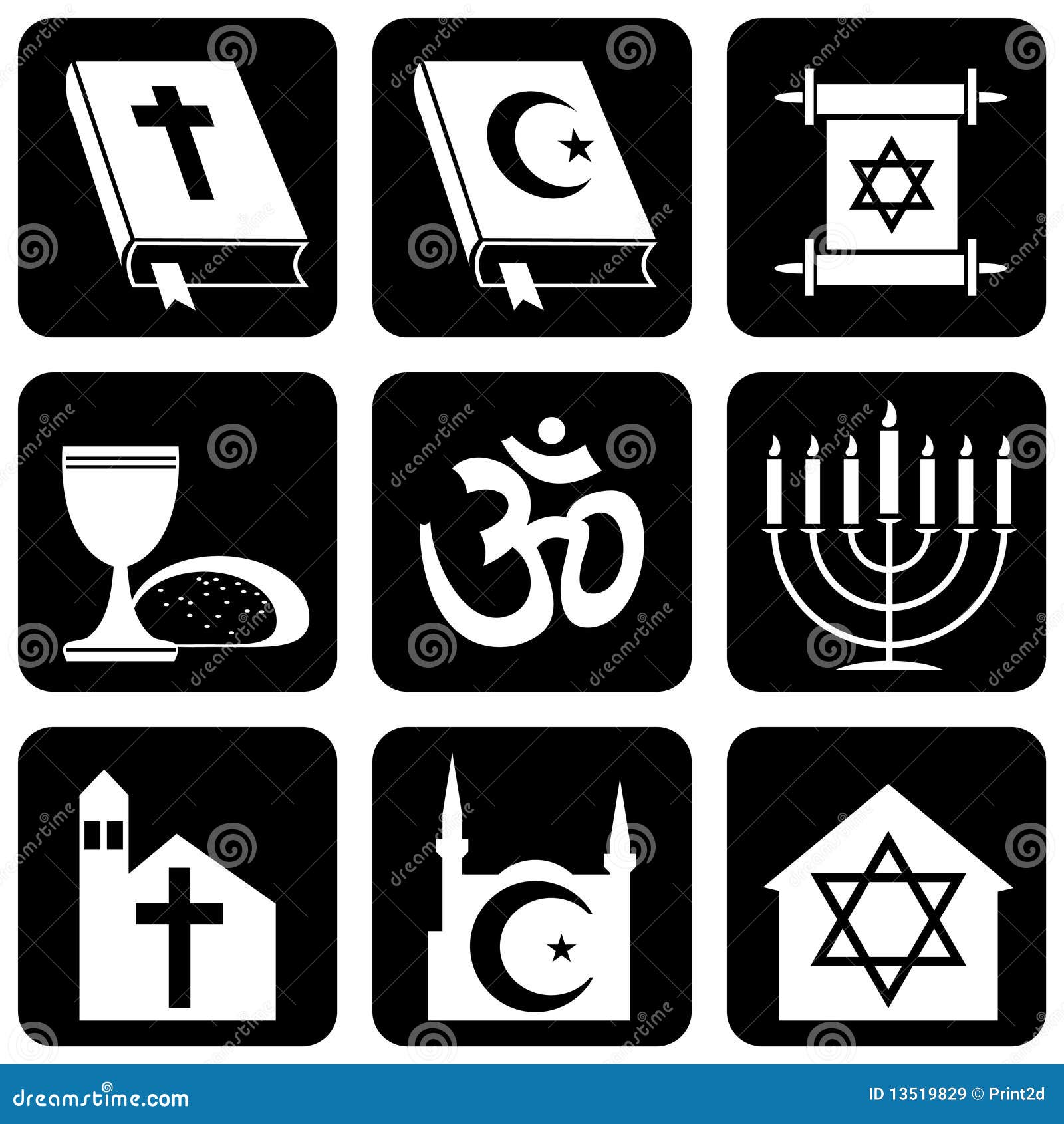 Religious symbols stock vector. Illustration of silhouette - 13519829