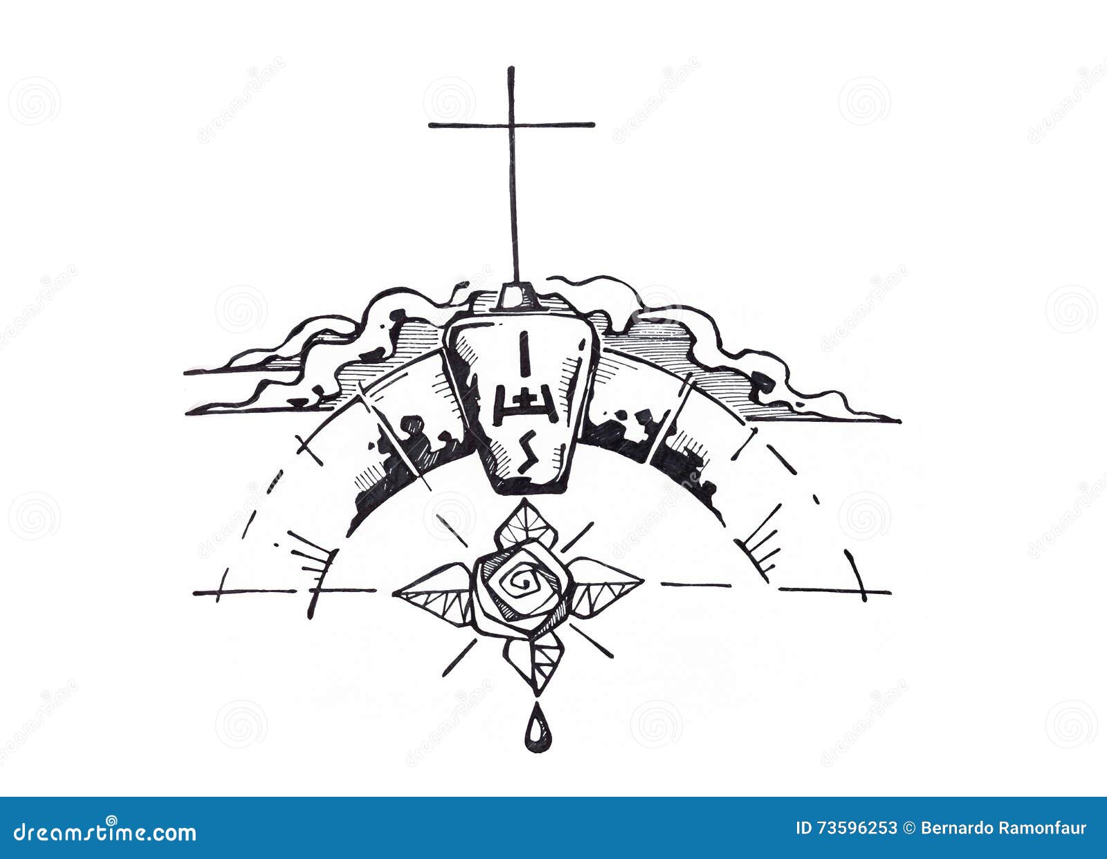Religious symbols drawing stock illustration. Illustration of drawing ...