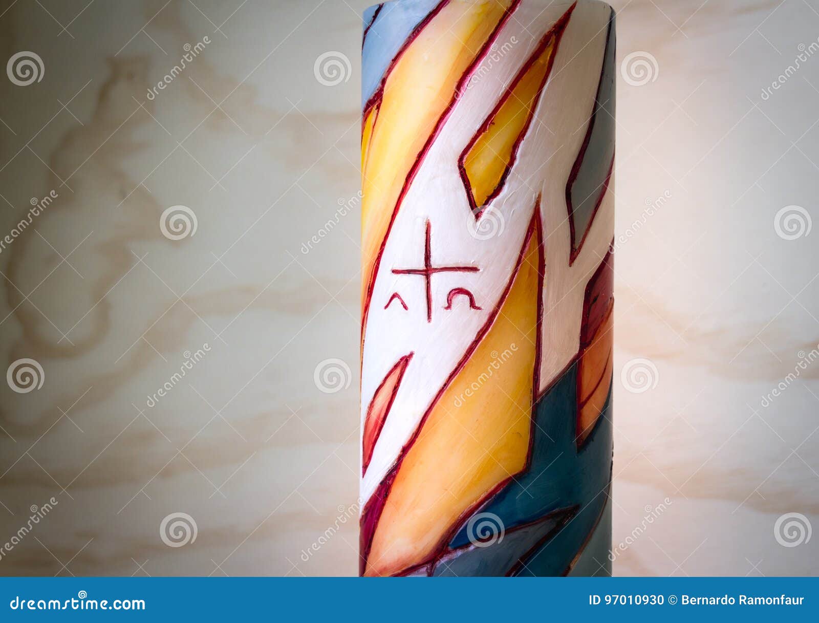 Religious Wax Candle with Symbols Stock Photo - Image of easter, wood ...