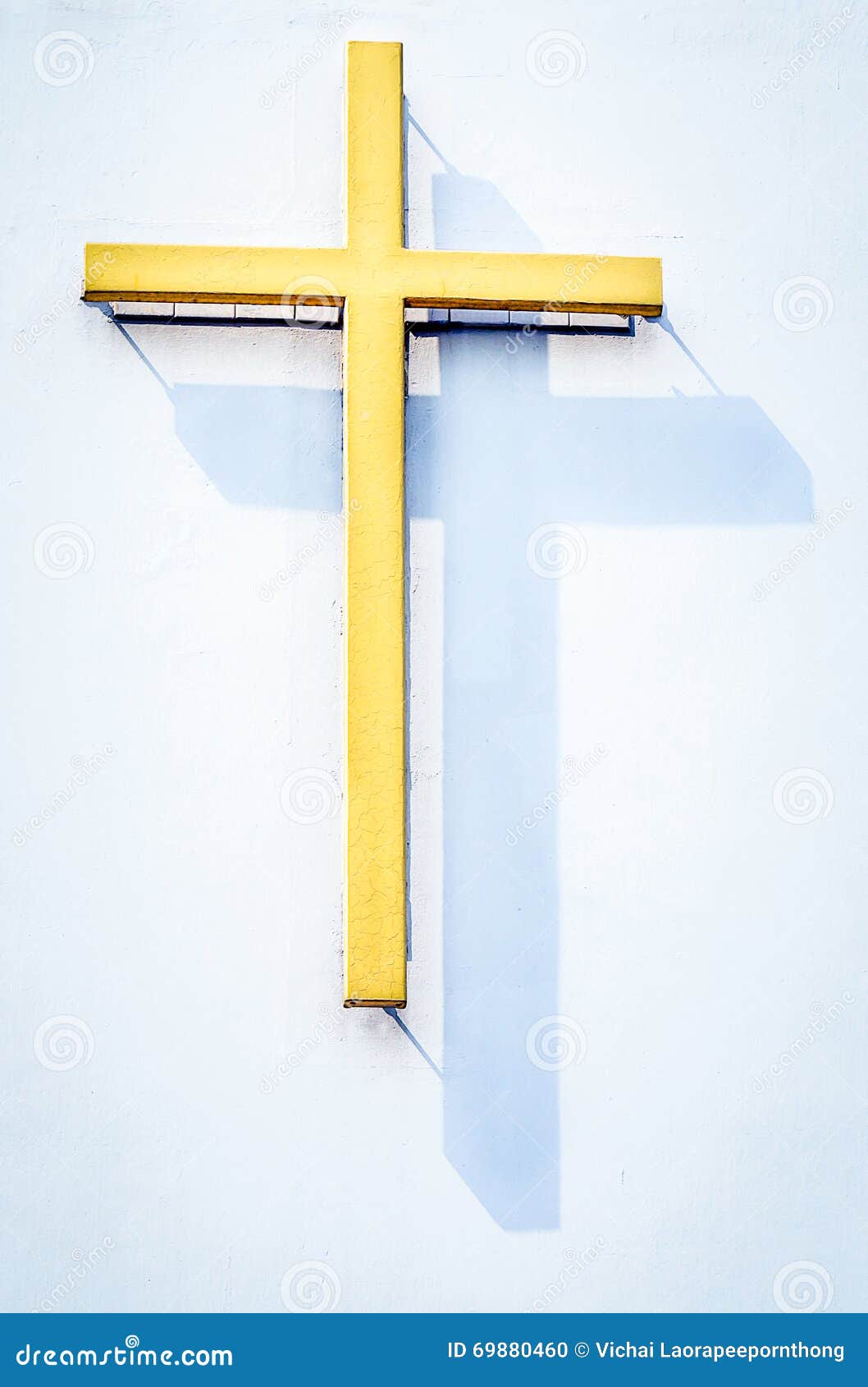 Religious Yellow Cross with Shadow Stock Photo - Image of building ...