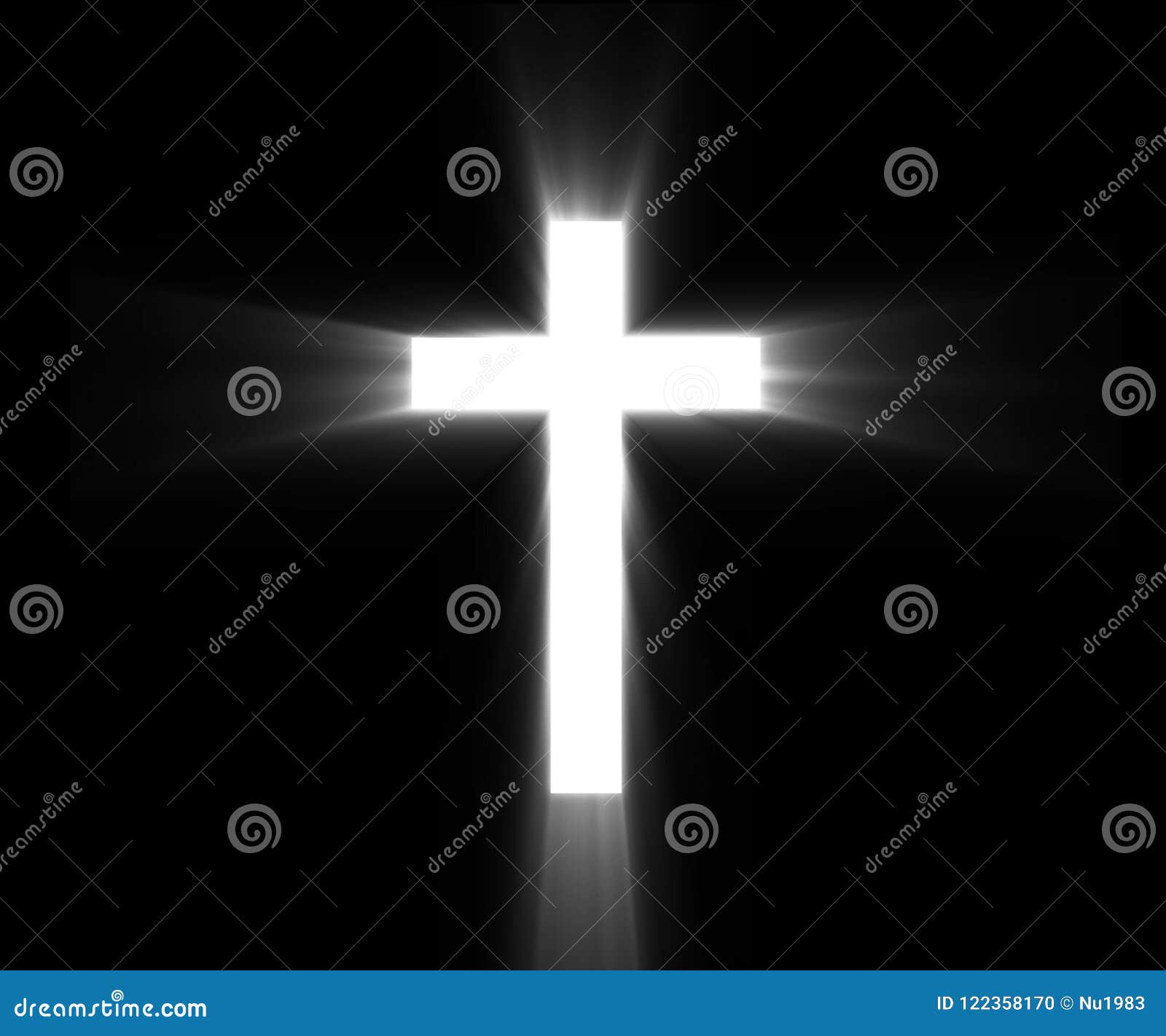 Religioush Cross with Sun Rays Shine on the Dark Background Stock ...