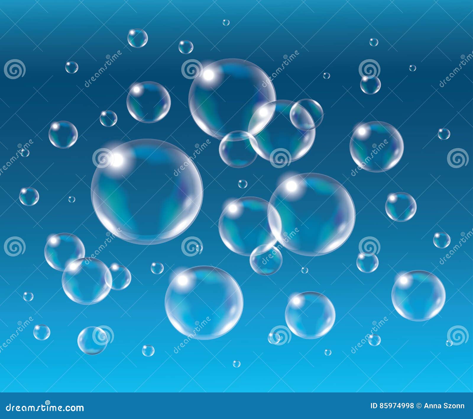 Vector 3d Soap Transparent Bubbles Background. Banner With Water ...