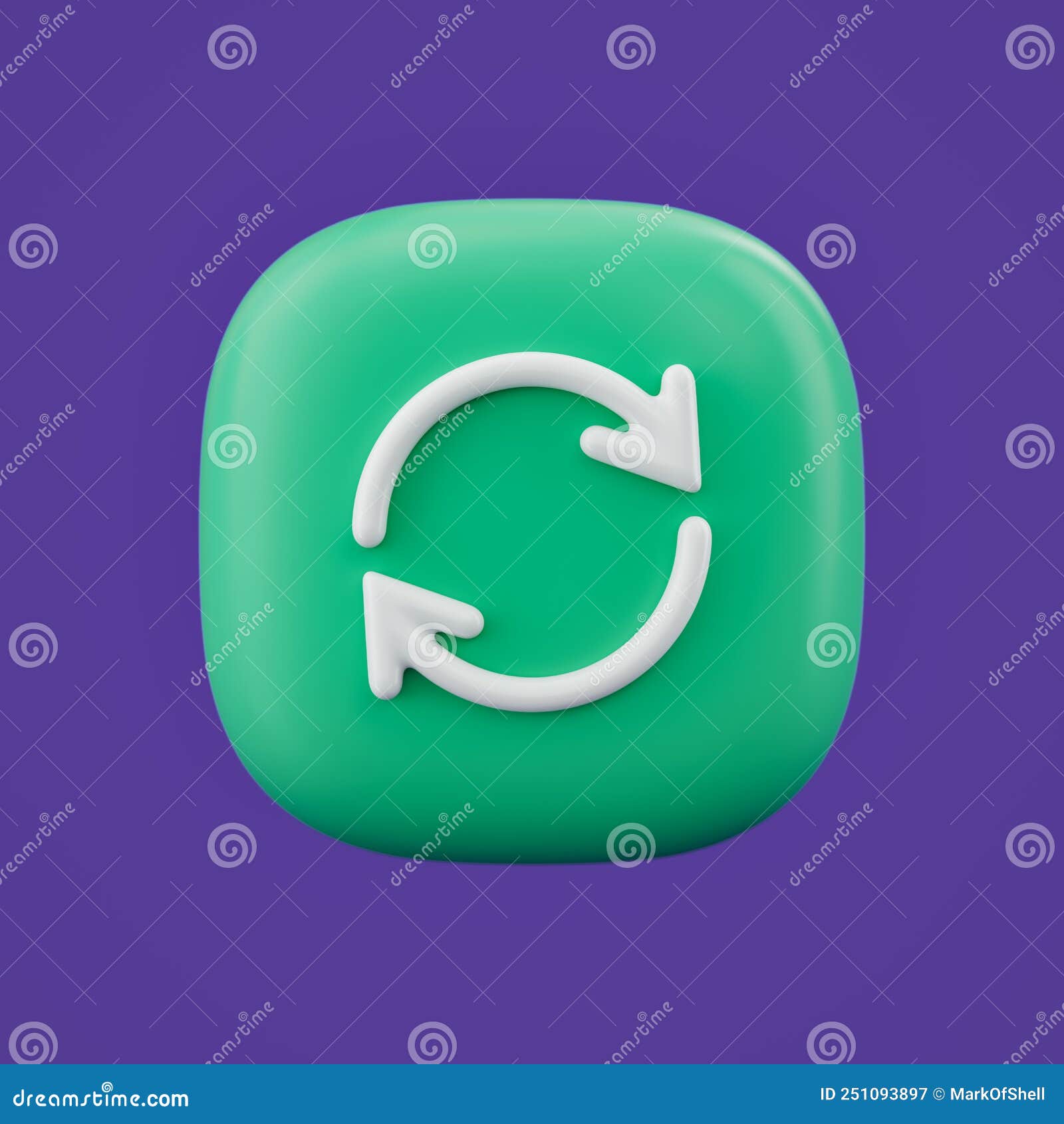Reload 3d Icon on a Green Button, Outline Energy and Environment Icon ...