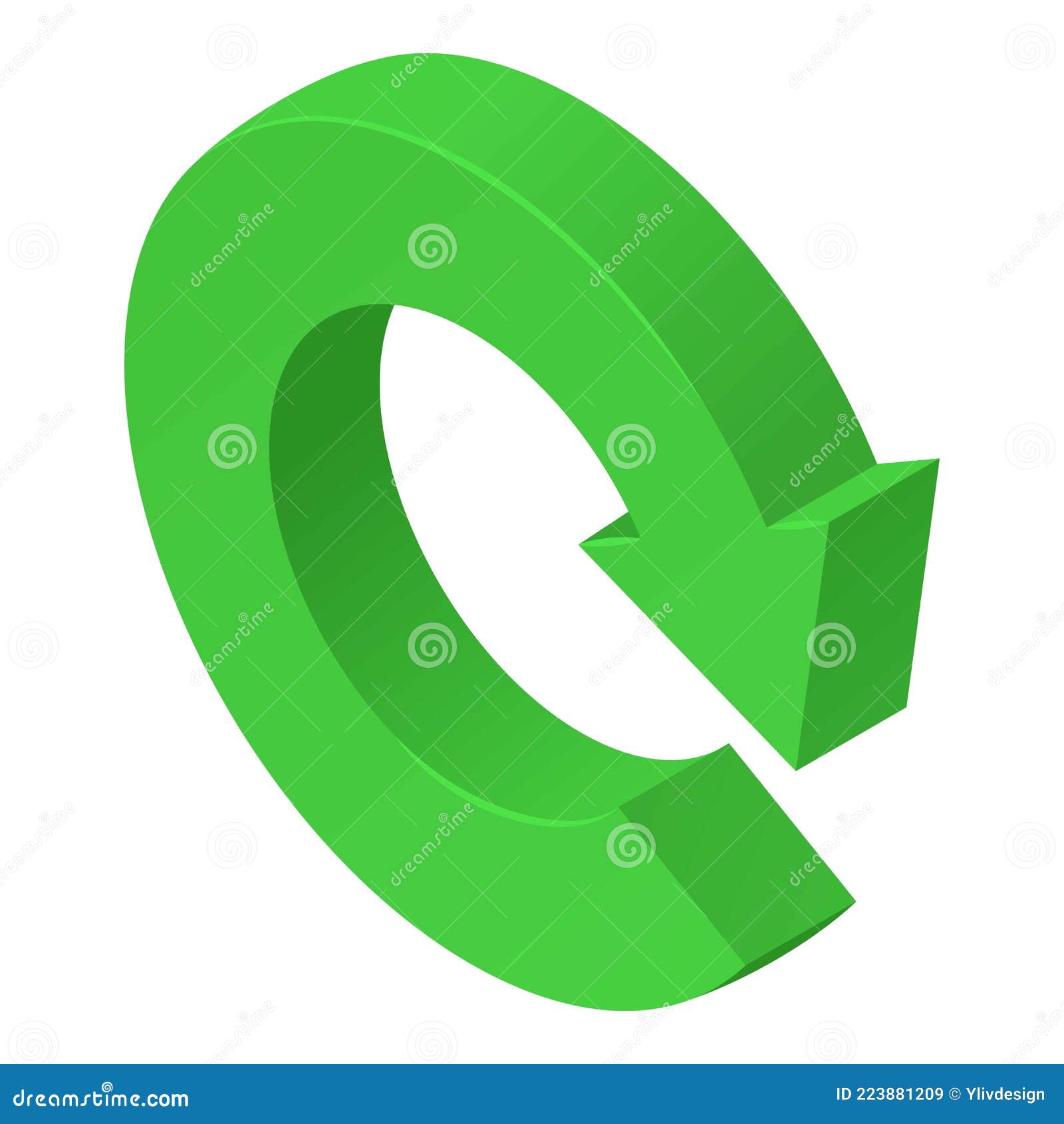Reload Icon Isometric Vector. Green Circular Arrow Stock Vector ...