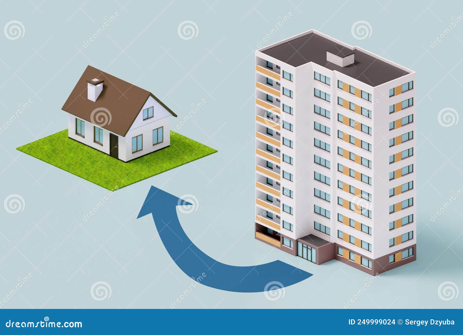 Relocation from Apartment Building To Cottage Concept Stock ...