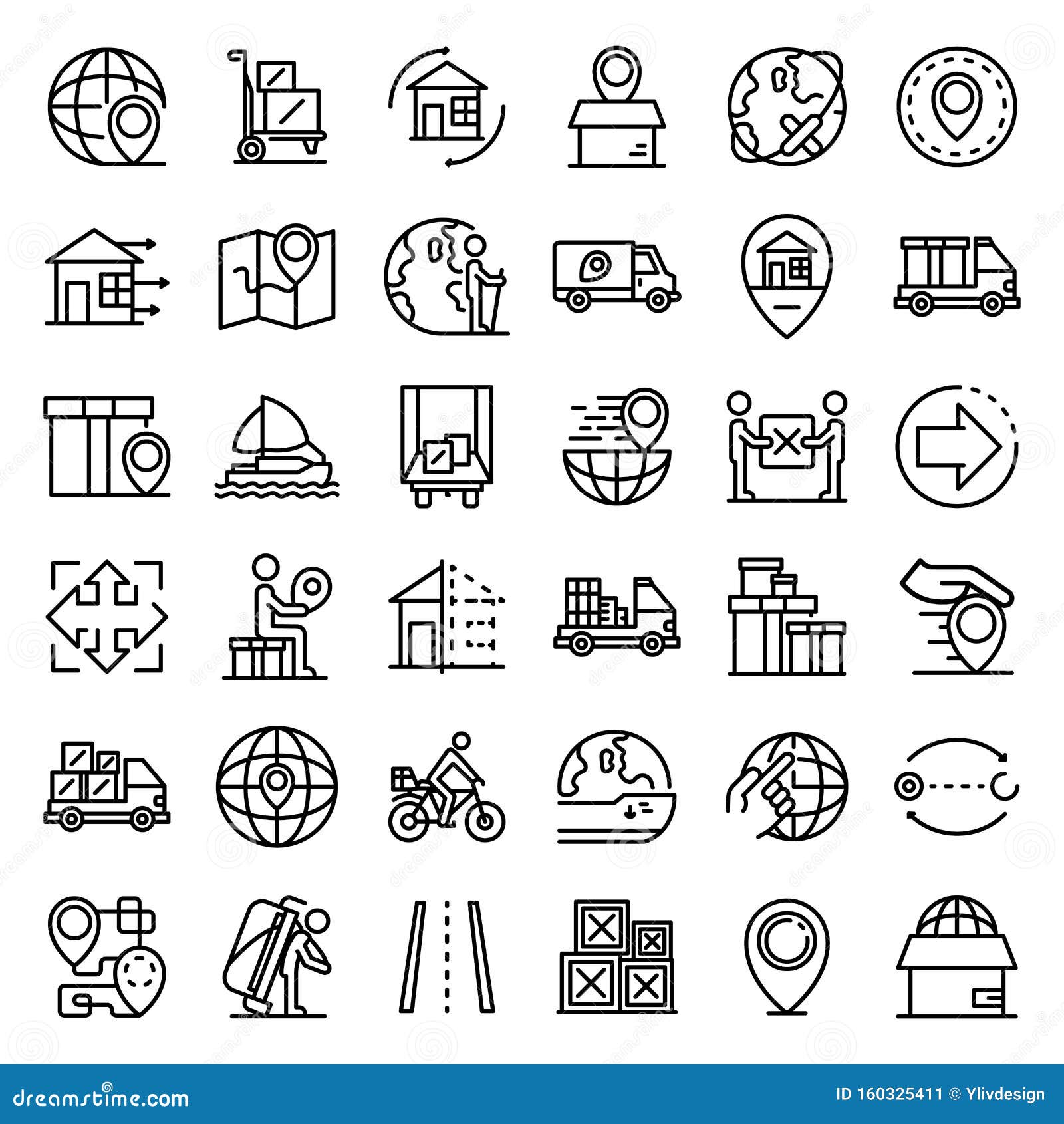 Relocation Icons Set, Outline Style Stock Vector - Illustration of ...