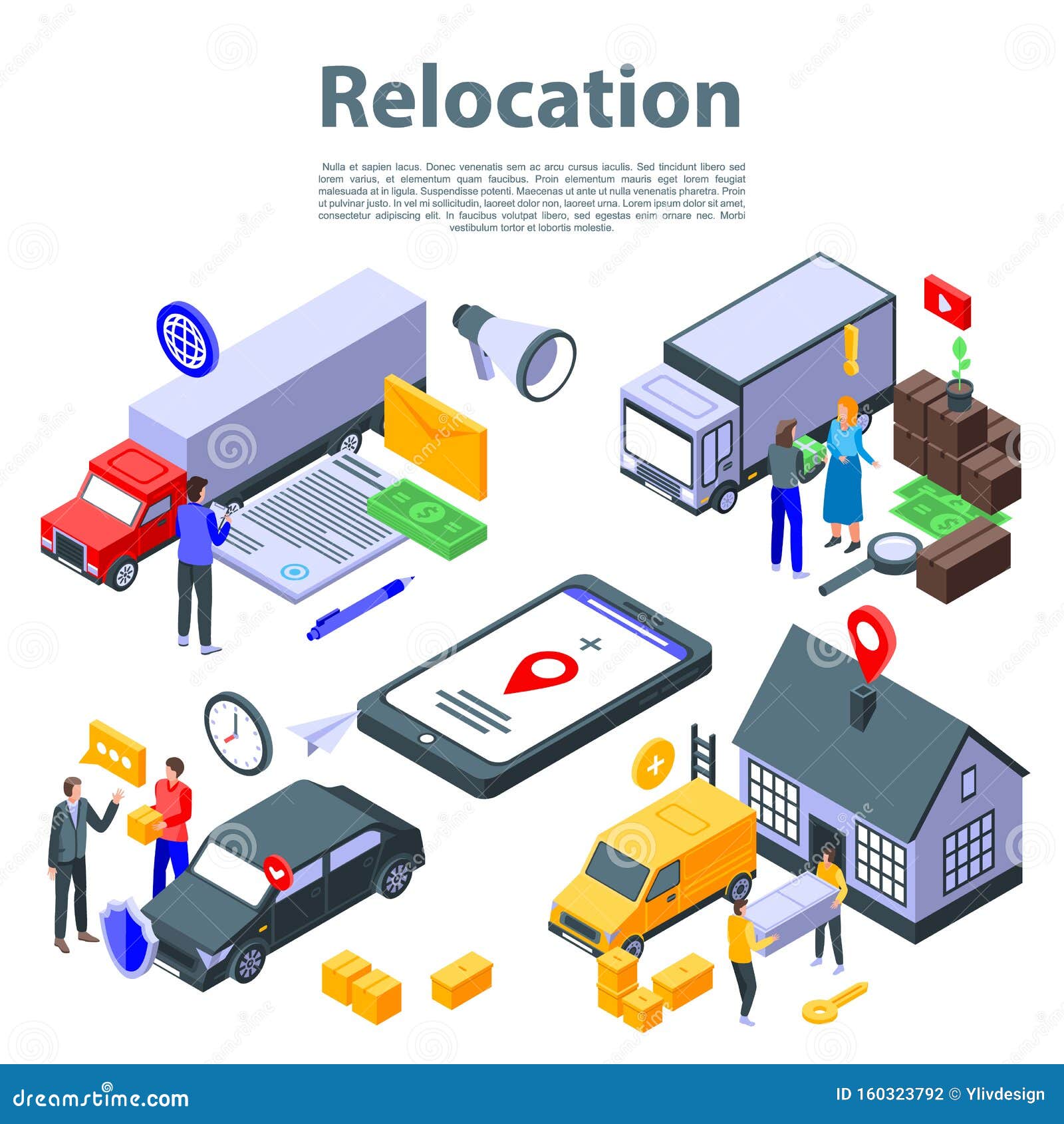 Relocation Move Concept Banner, Isometric Style Stock Vector ...