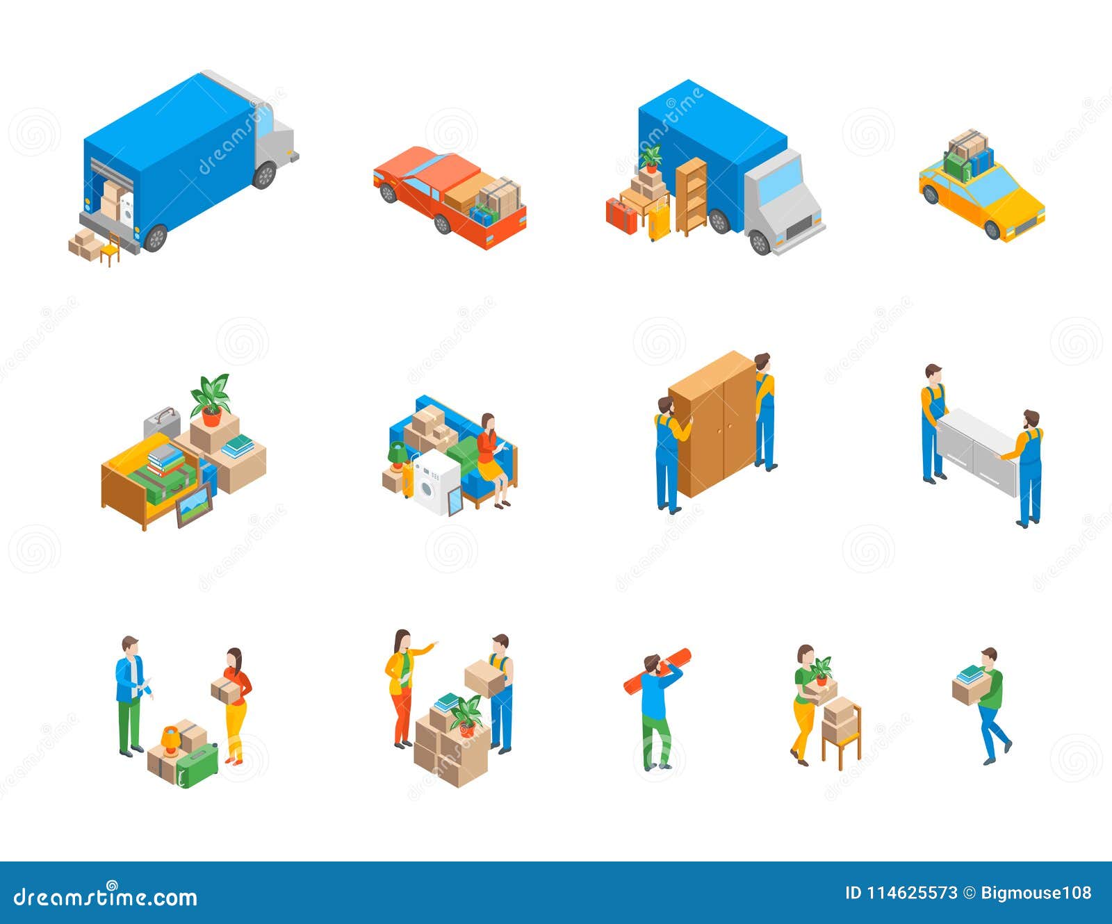 Relocation Service 3d Icons Set Isometric View. Vector Stock Vector ...