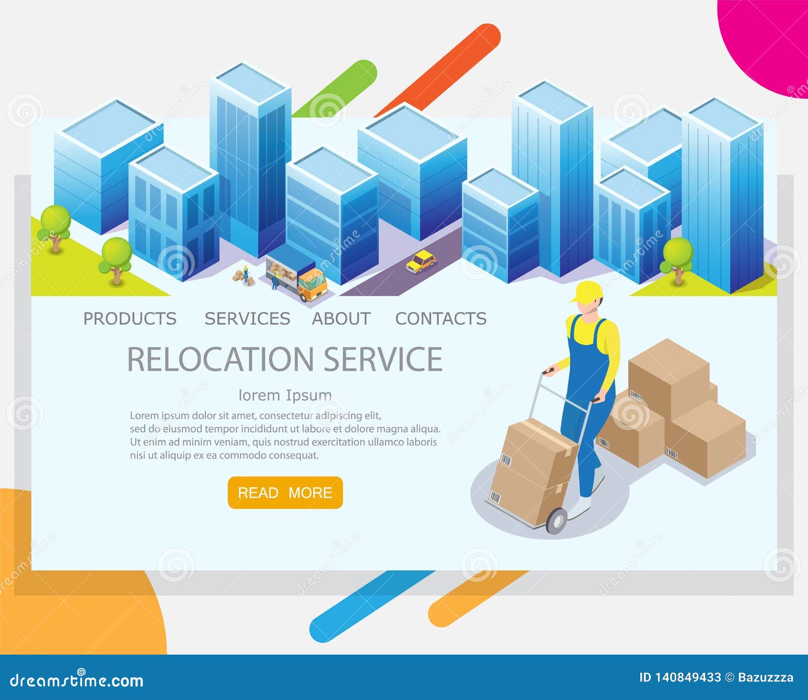 Relocation Service Vector Website Landing Page Design Template Stock ...