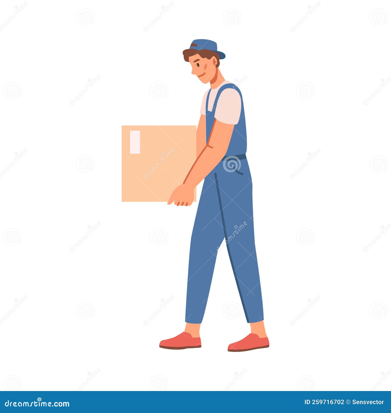 Man Moving Carton Box in Hands Stock Vector - Illustration of gift ...