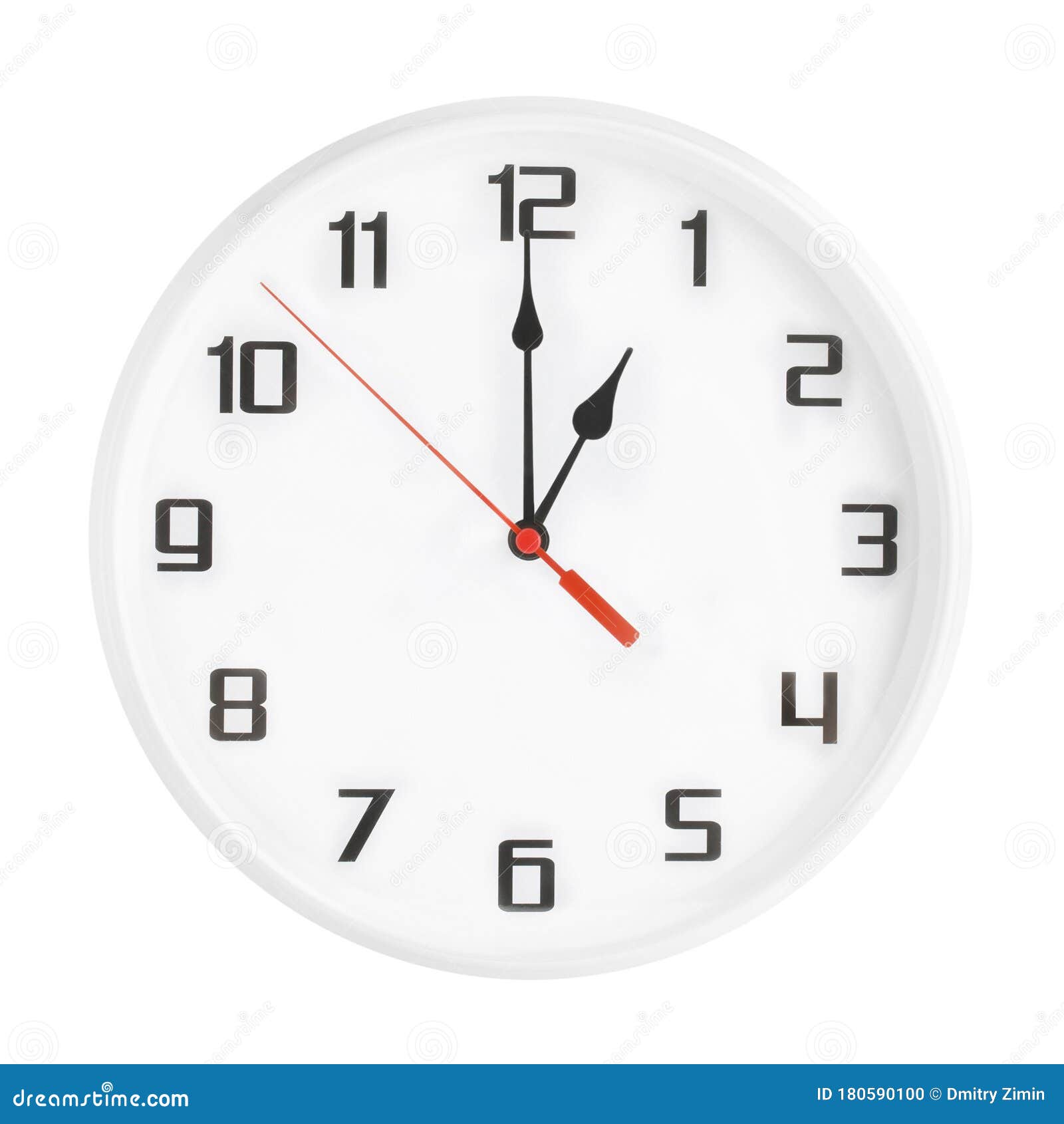 Reloj Blanco Aislado De Fondo Blanco 1 Pm. O 1 am. Foto de archivo ...