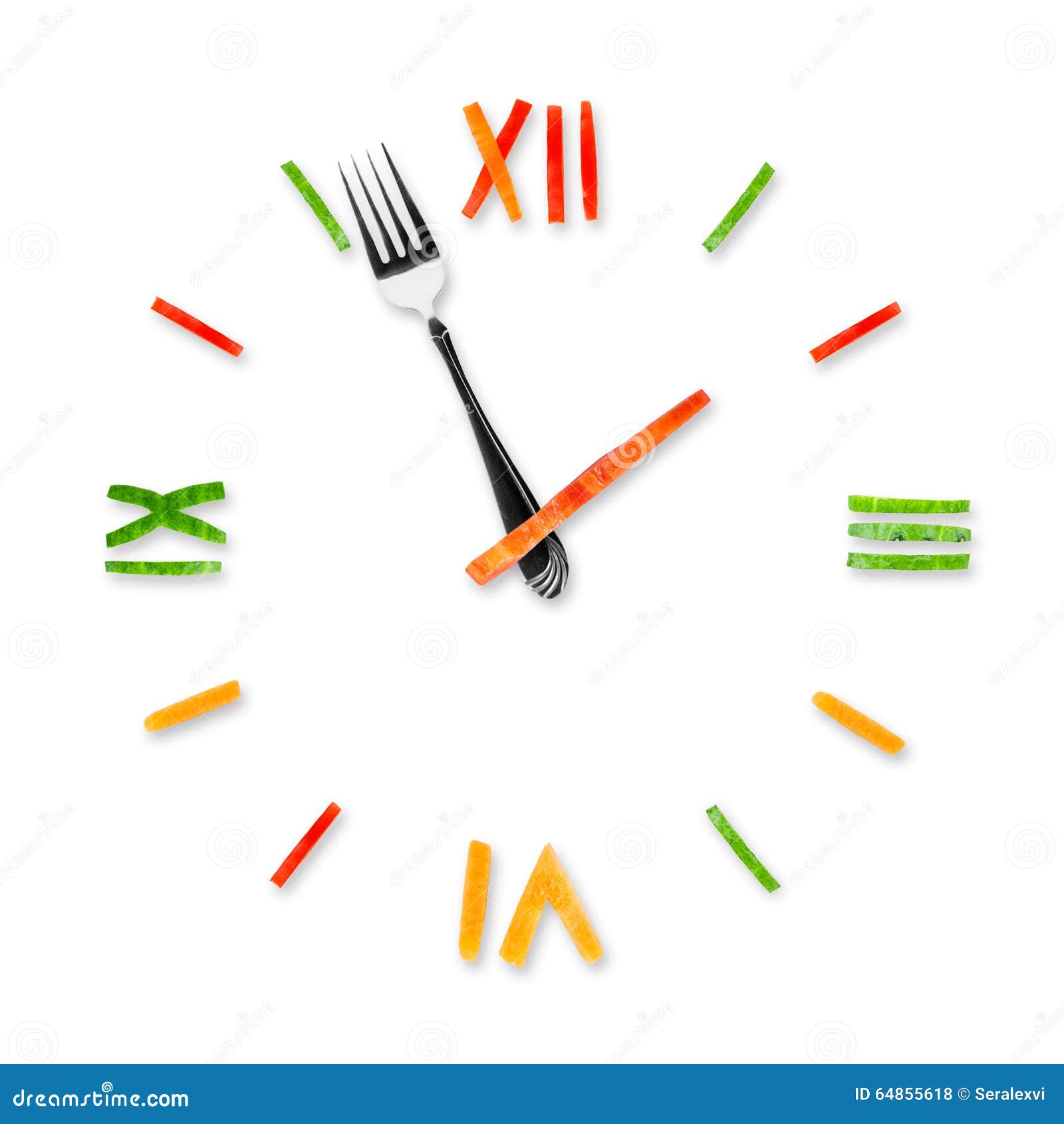 Reloj de la comida foto de archivo. Imagen de cubo, blanco - 64855618