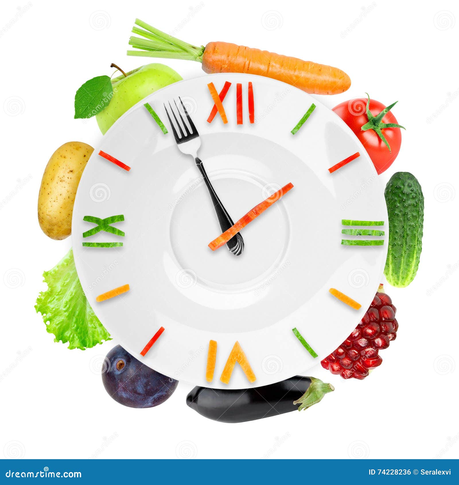 Reloj De La Comida Con Las Frutas Y Verduras Foto de archivo - Imagen ...