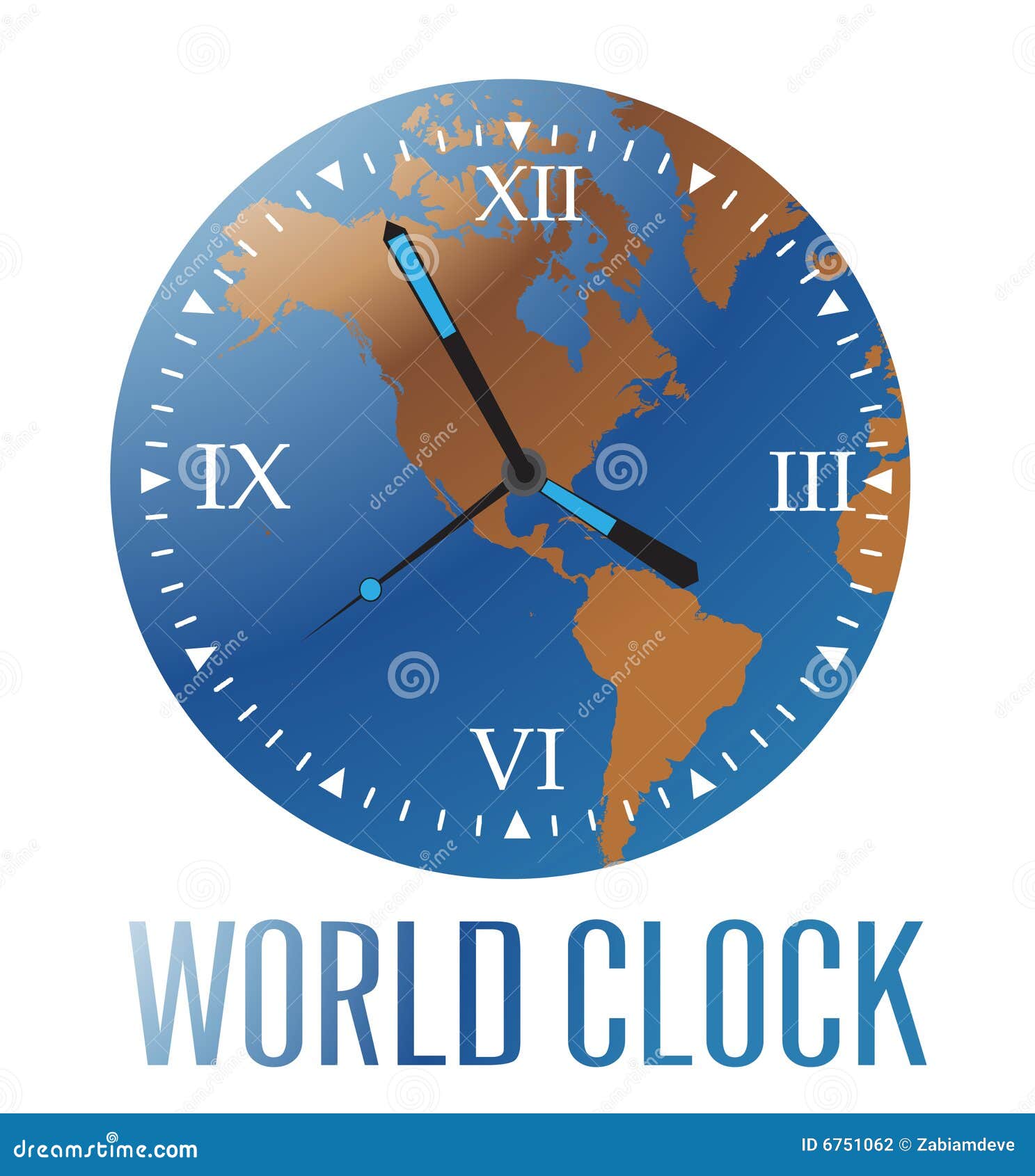 Reloj mundial ilustración del vector. Ilustración de redondo - 6751062