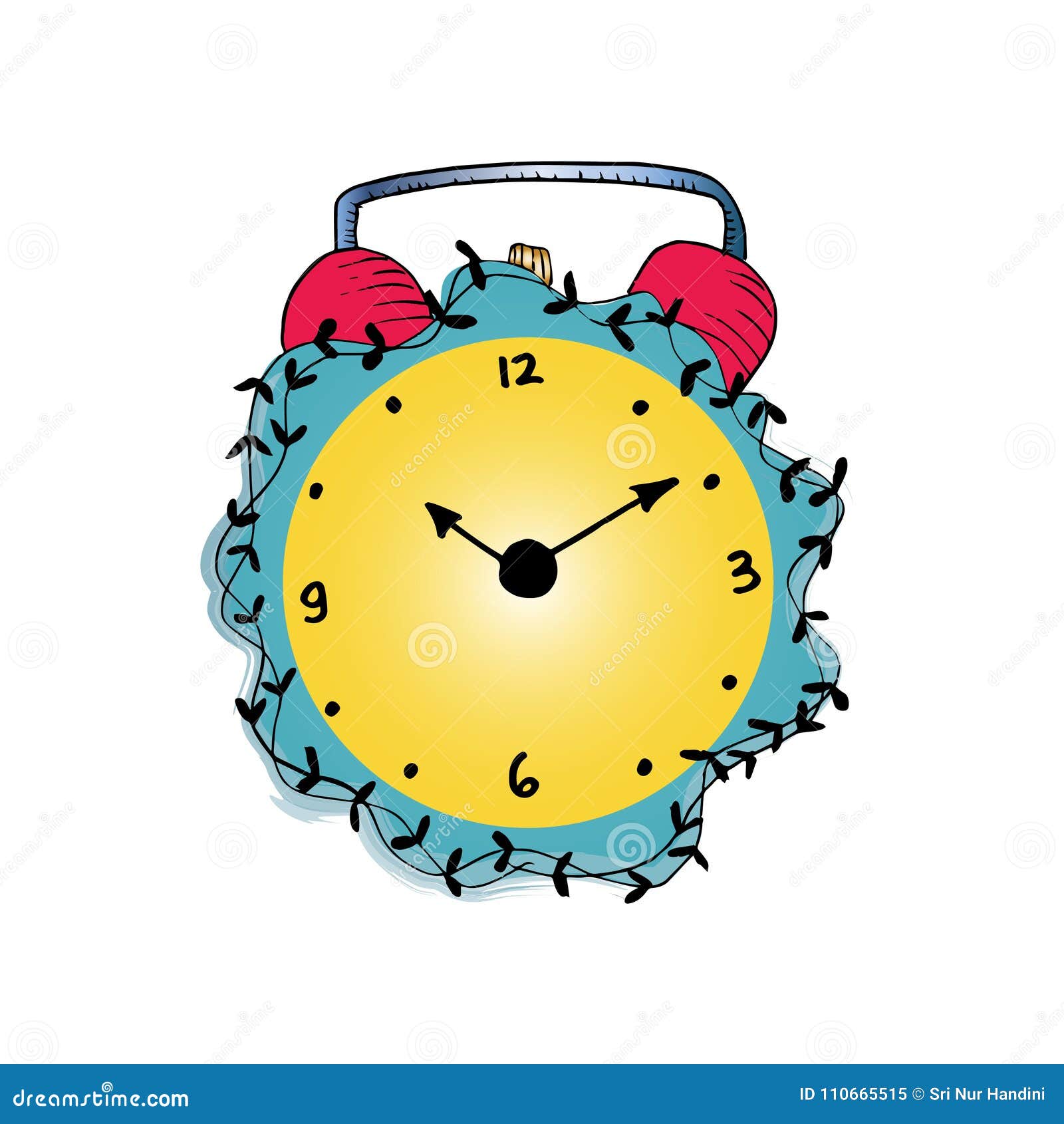 Reloj dibujado mano stock de ilustración. Ilustración de arte - 110665515