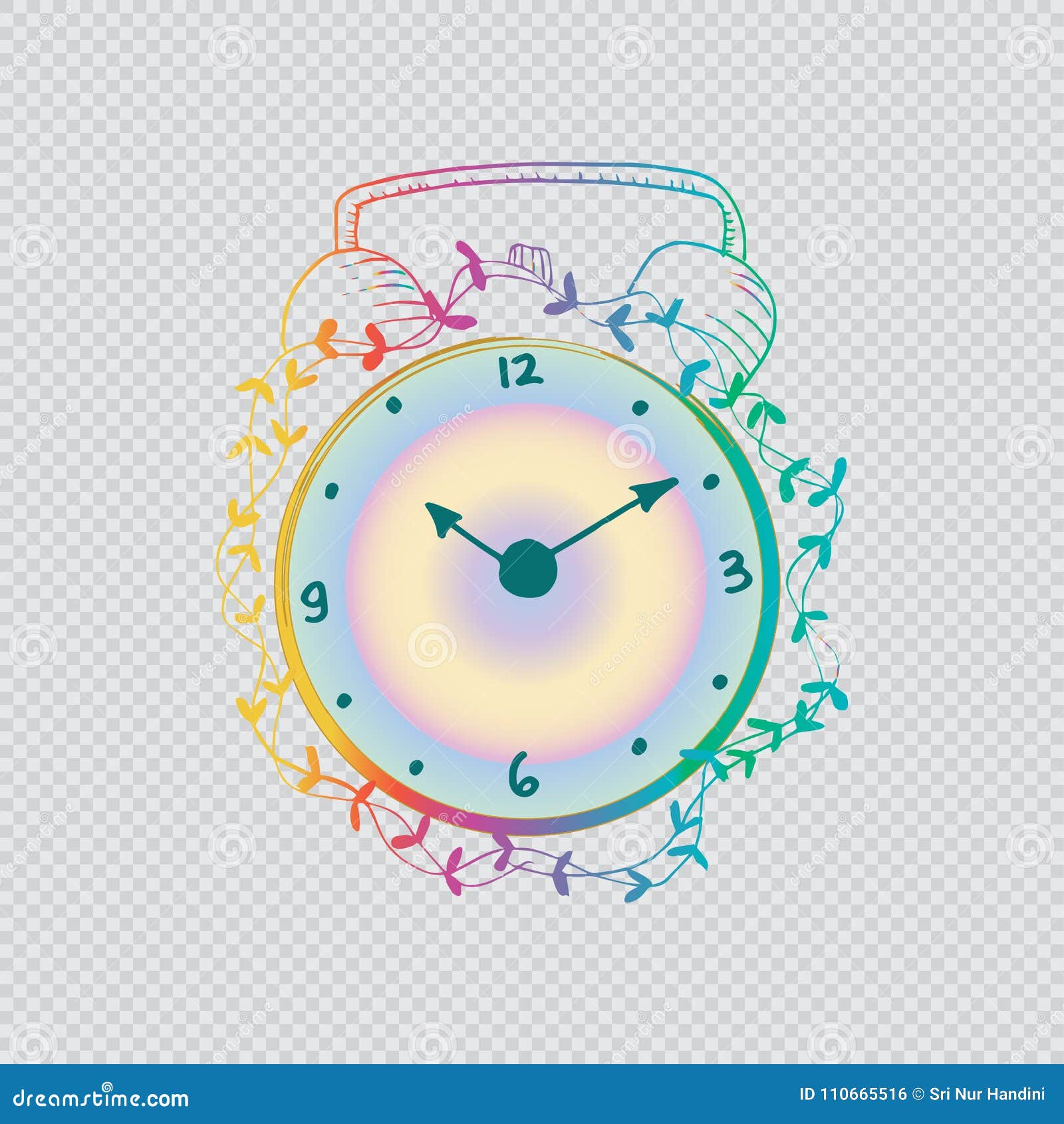 Reloj dibujado mano ilustración del vector. Ilustración de arte - 110665516