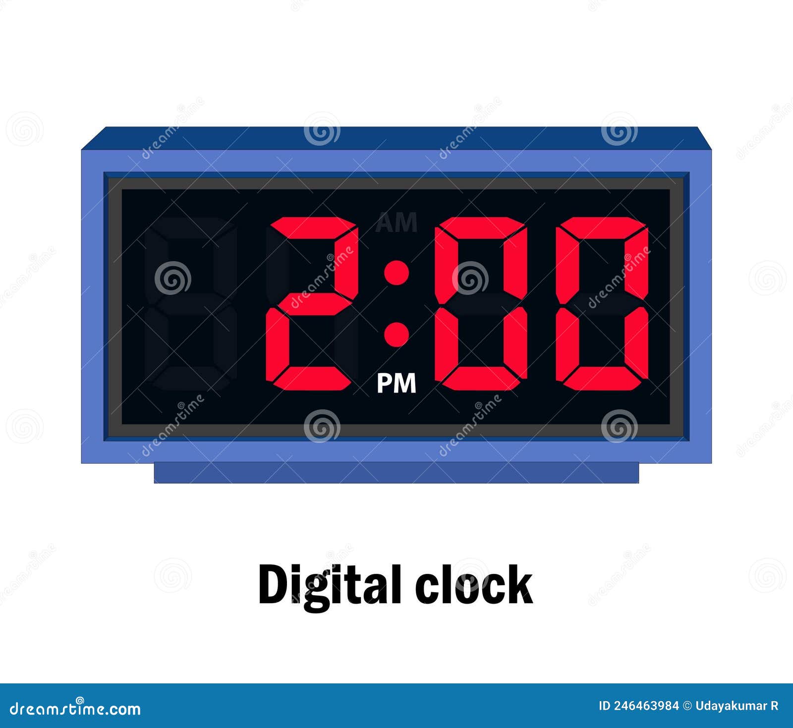 Reloj Digital 0200 Pm Vector Ilustración del Vector - Ilustración de ...