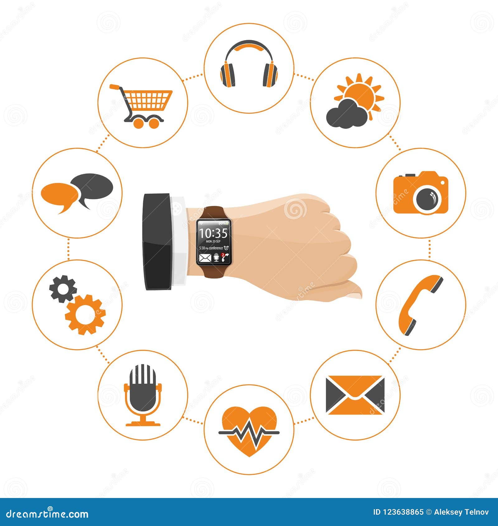 Reloj elegante con usos ilustración del vector. Ilustración de ...