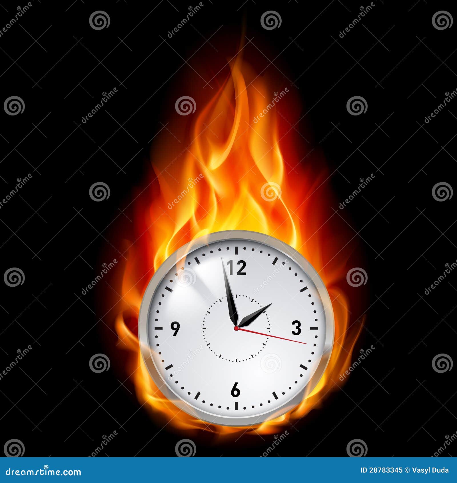 Reloj en fuego ilustración del vector. Ilustración de fuego - 28783345