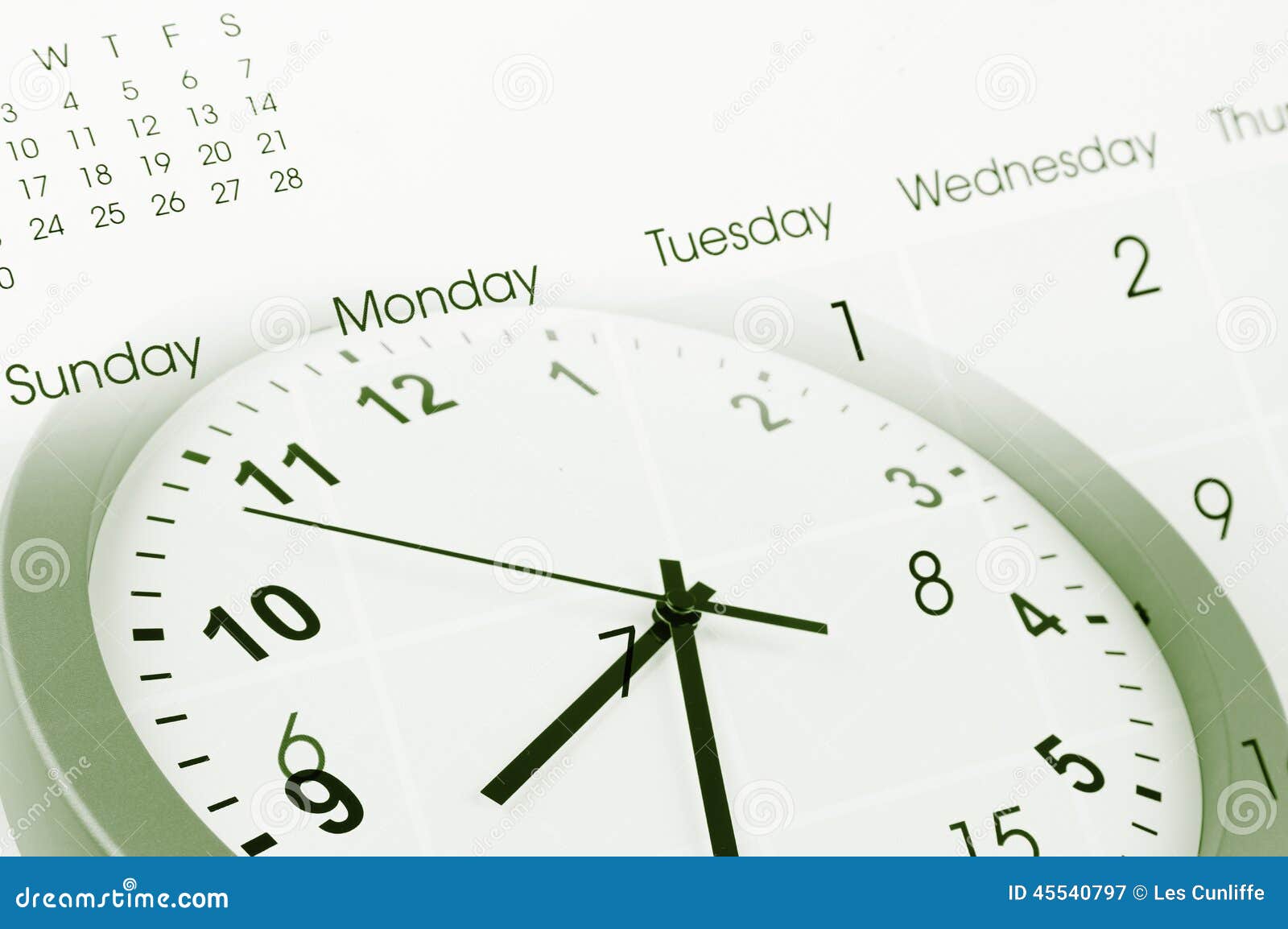 Reloj y calendario imagen de archivo. Imagen de planificador - 45540797