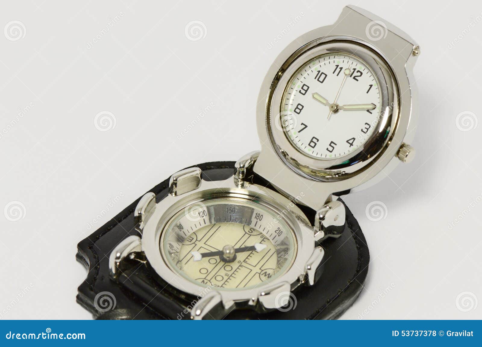 Reloj y compás foto de archivo. Imagen de situe, horas - 53737378