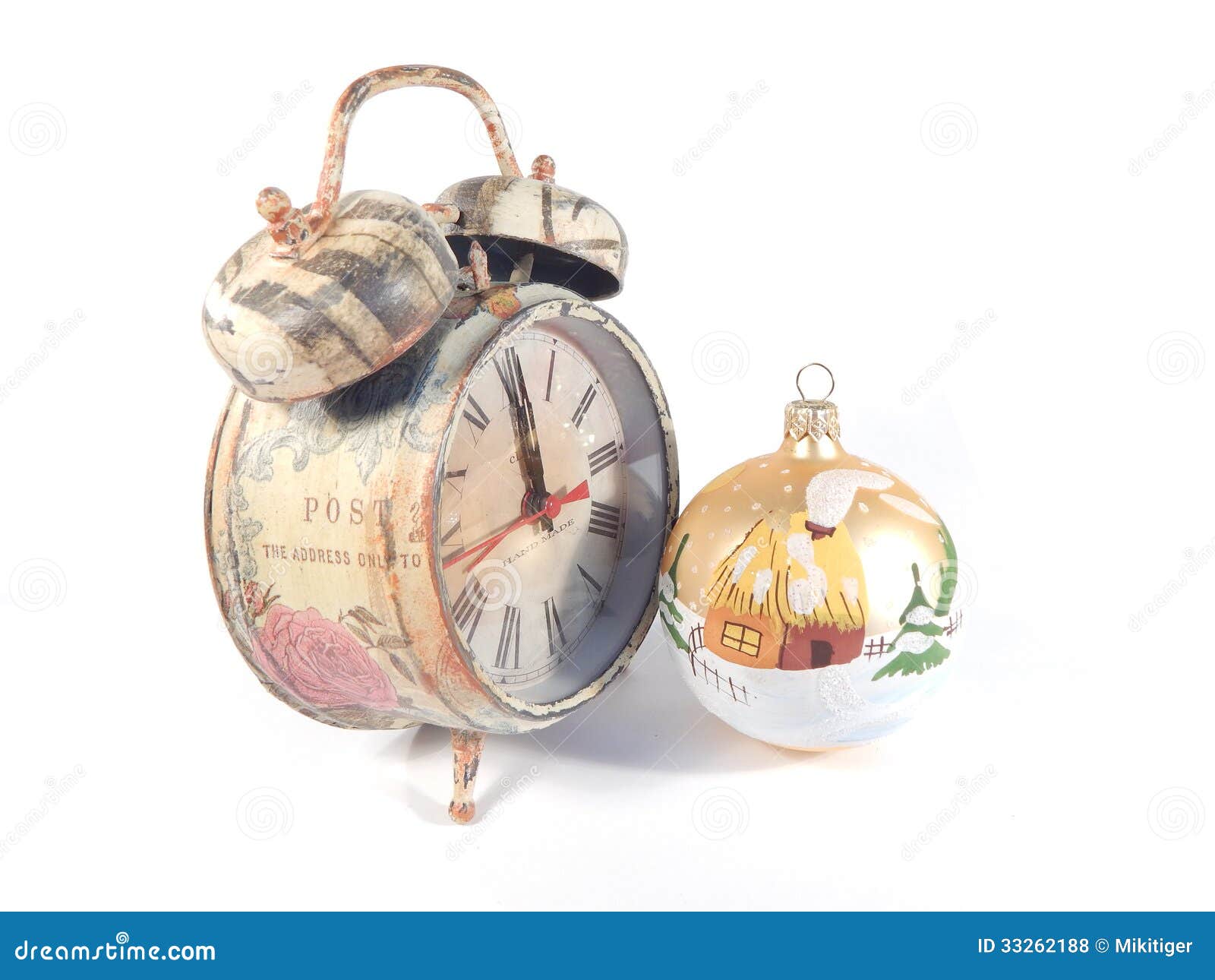 Reloj Y Decoración De La Navidad Foto de archivo - Imagen de navidad ...