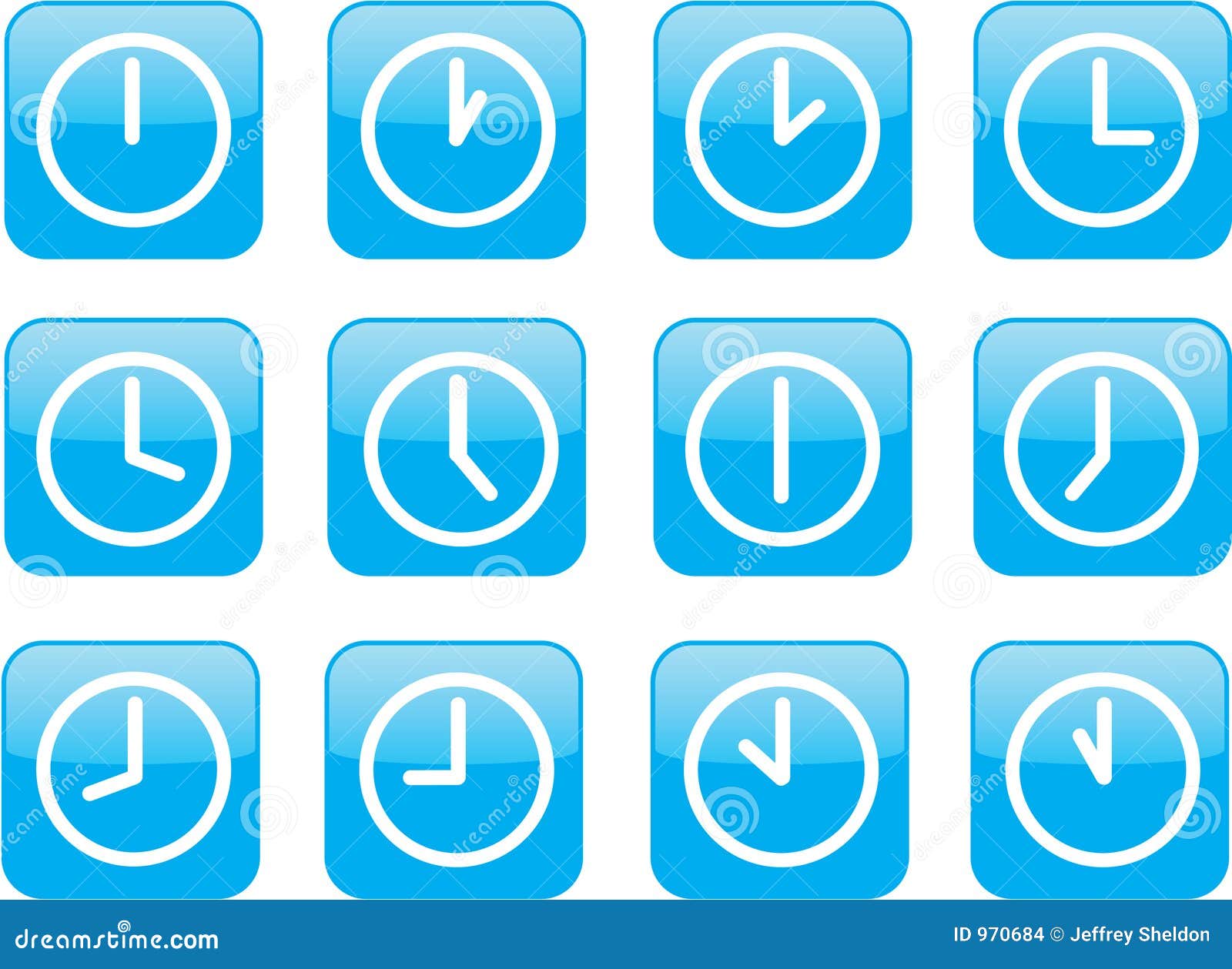 Relojes azules brillantes ilustración del vector. Ilustración de siete ...