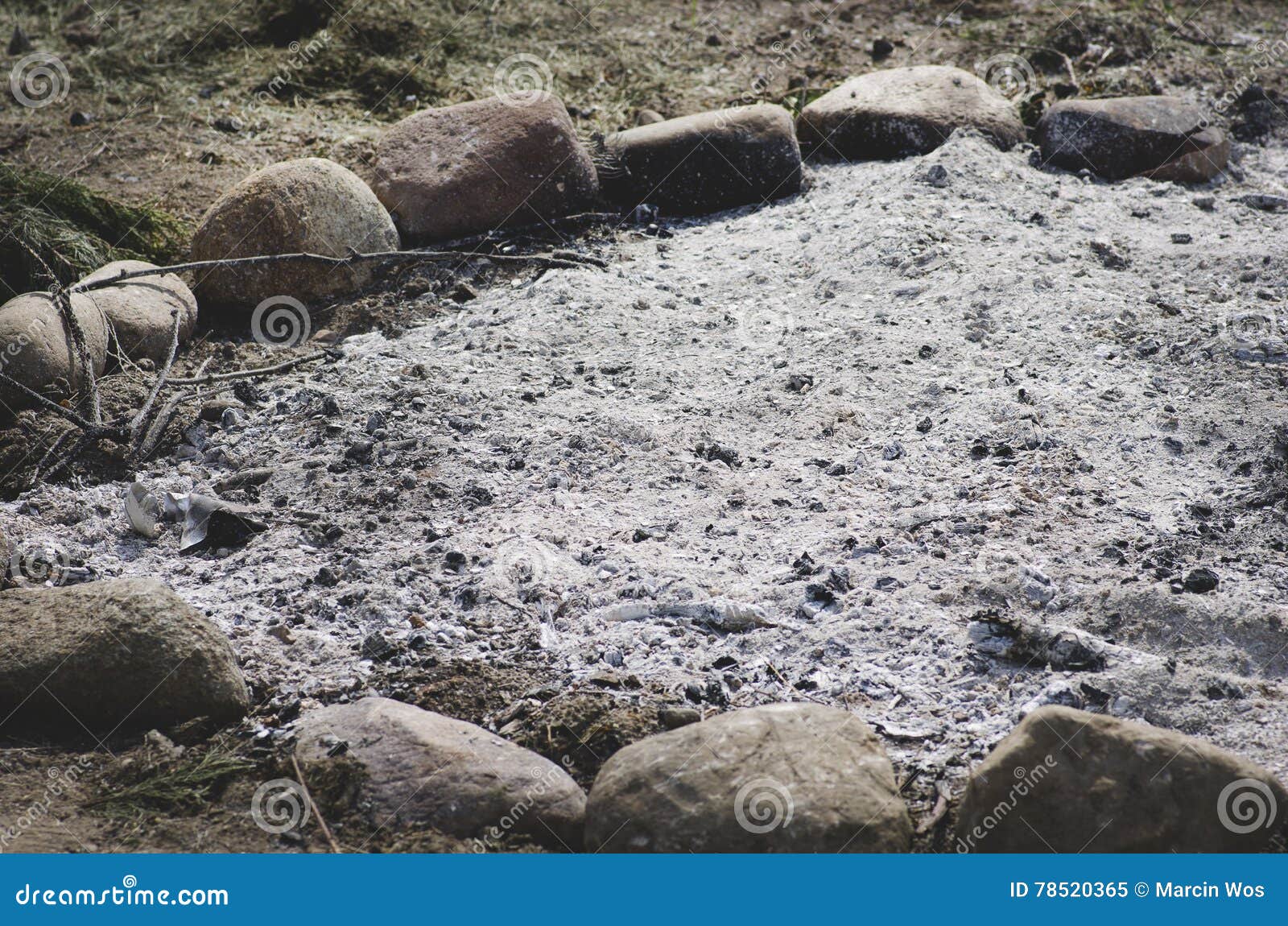 Remaining of Bonfire Enclosed by Stones. Stock Image - Image of ...