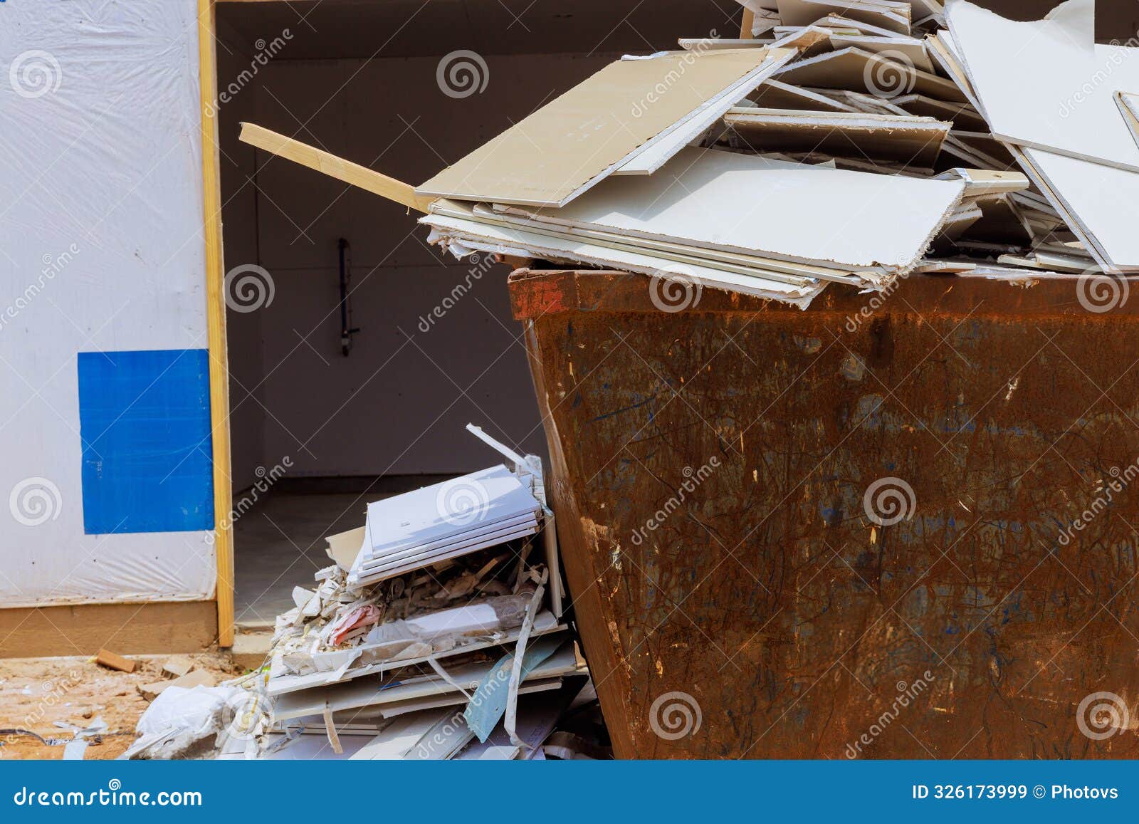 Remaining Pieces of Plasterboard Drywall Were Placed in a Construction ...