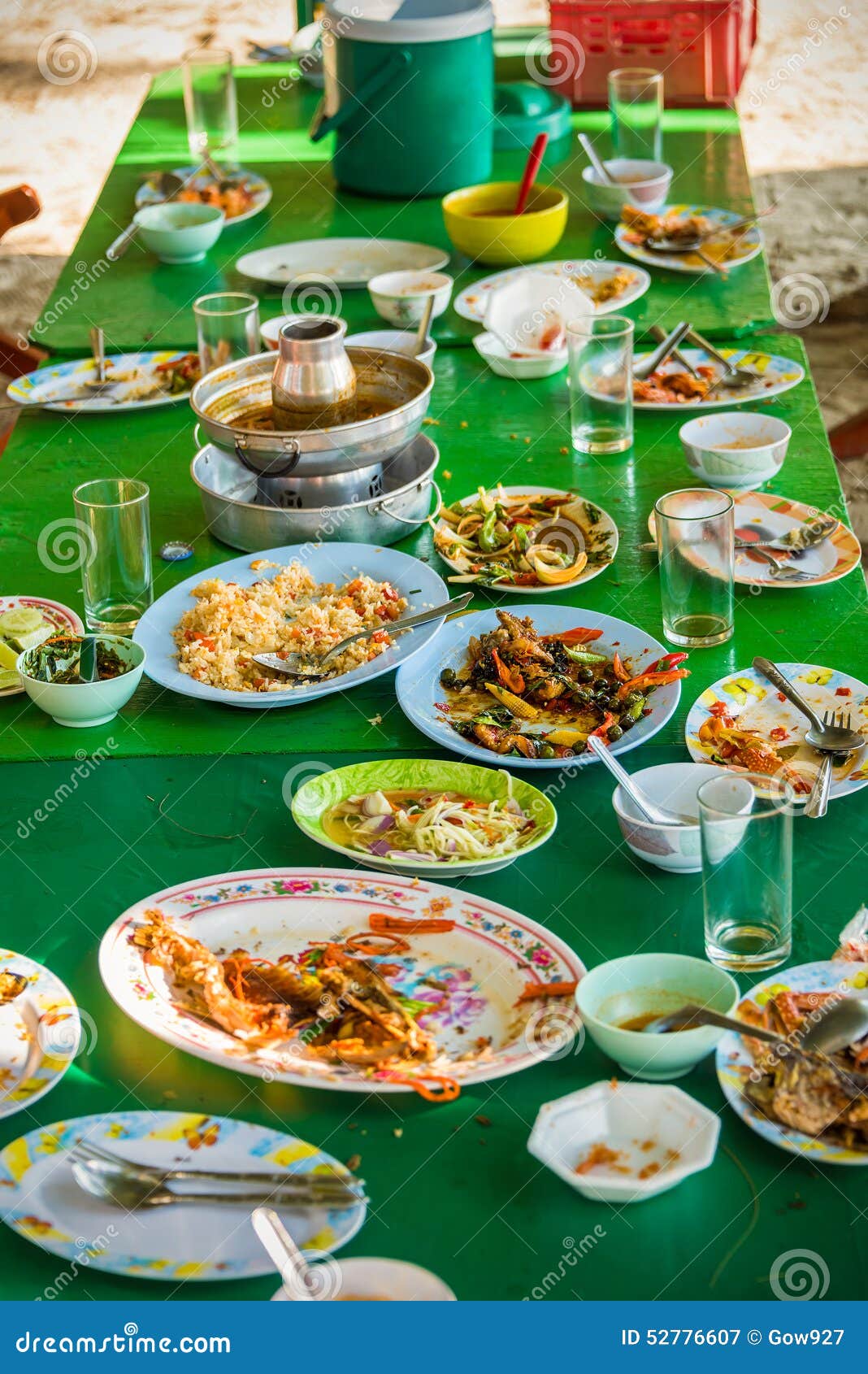 Remaining Plates Leftover on the Table with Remaining Food Stock Image ...