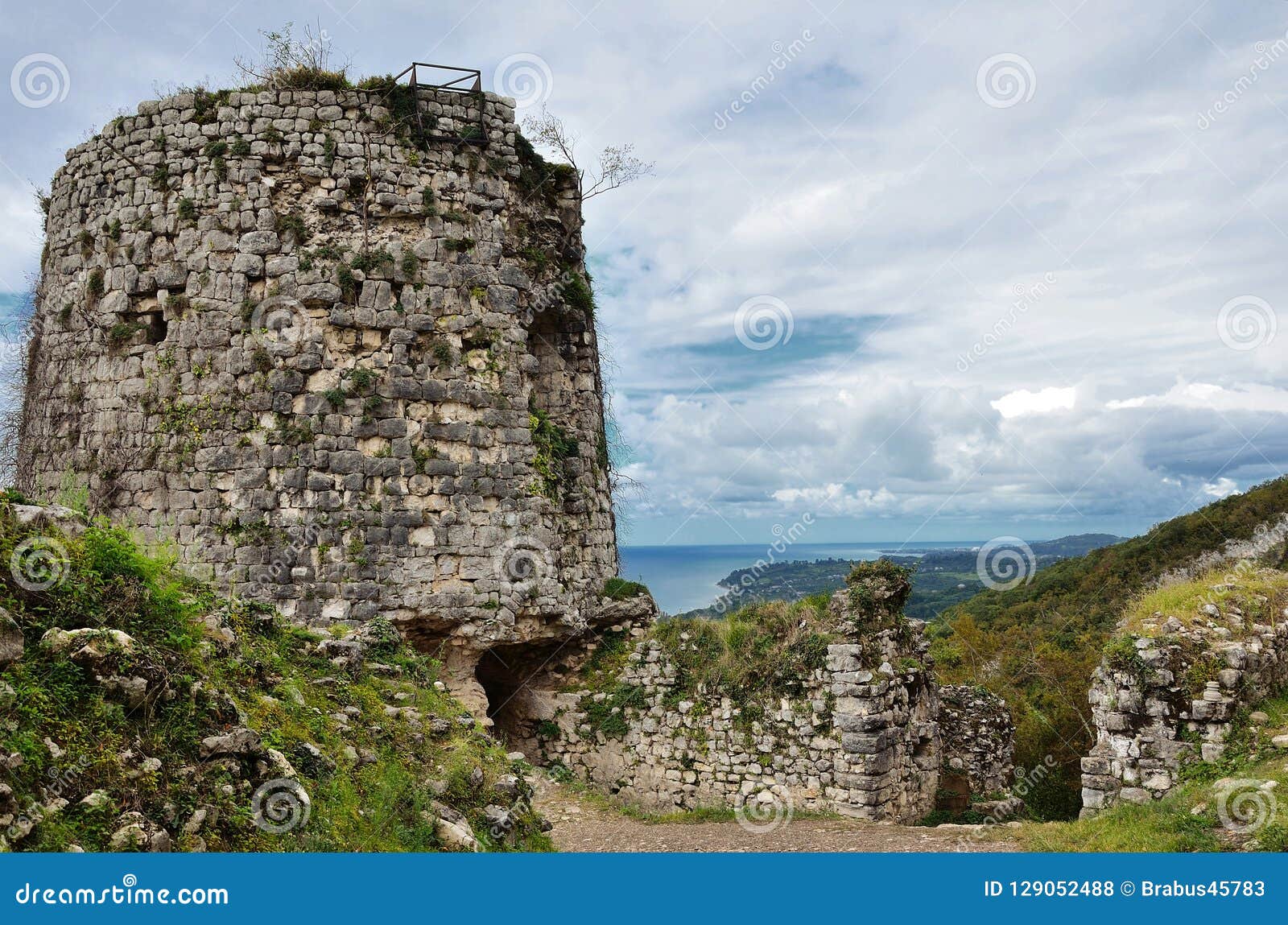 The Remains of an Ancient Observation Tower in the Mountains. Stock ...