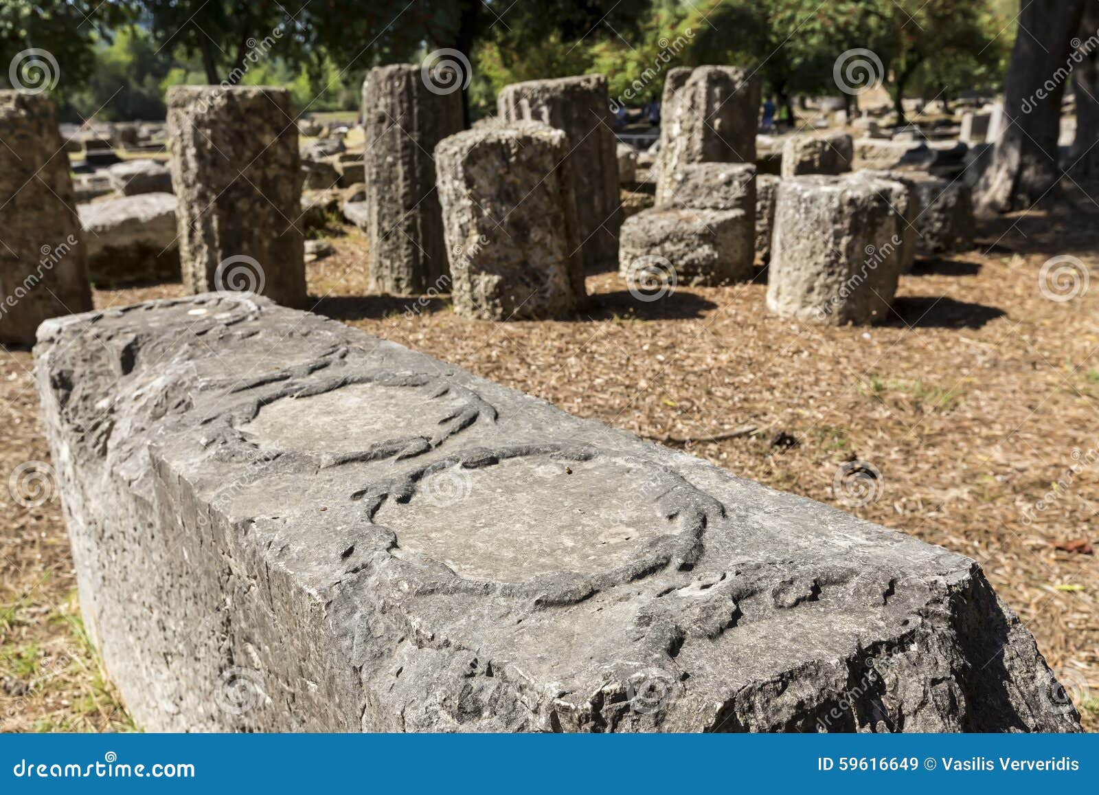 Remains at Ancient Olympia Archaeological Site in Greece Stock Image ...