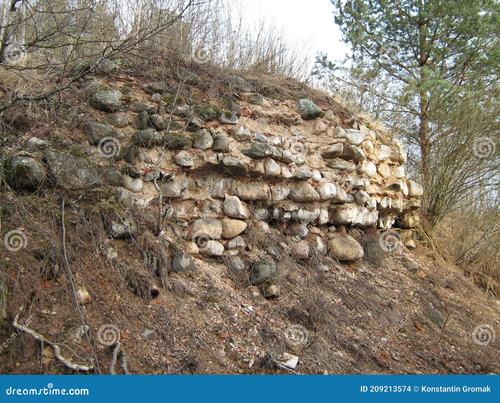 The Remains of an Ancient Stone Wall Ruins Stock Photo - Image of ...