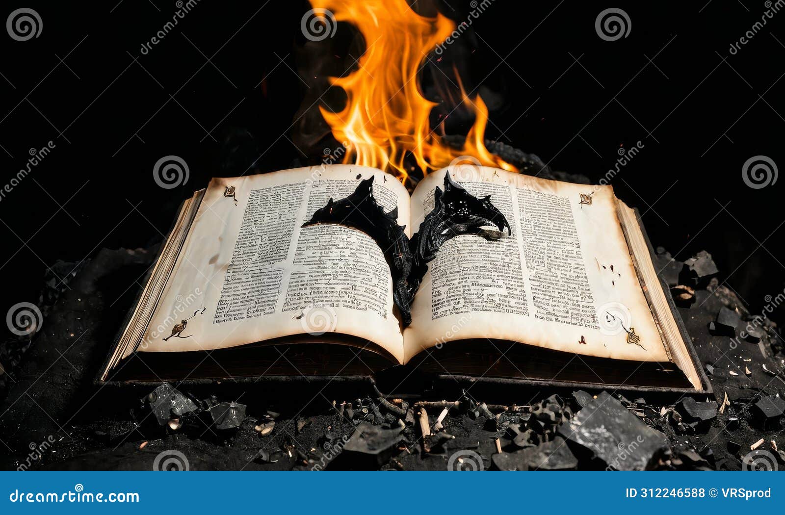 Charred Book Amidst Ashes stock photo. Image of paper - 312246588