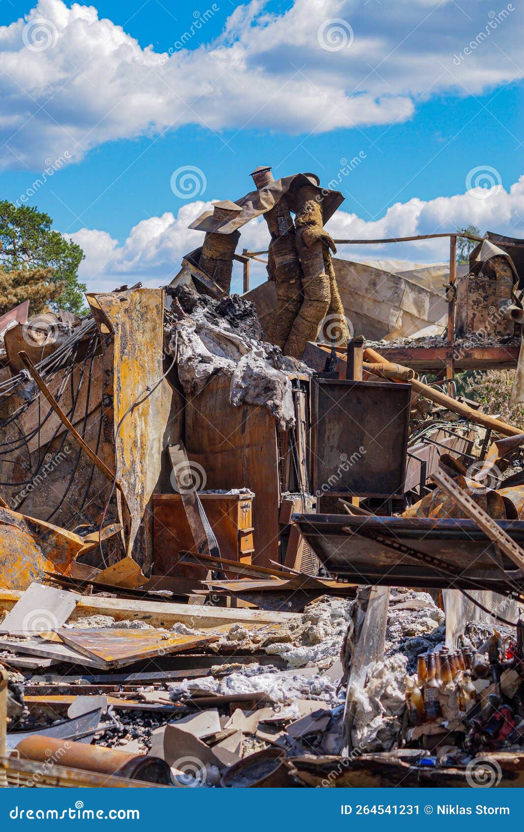 The Remains of Burned Down Restaurant Building Stock Image - Image of ...