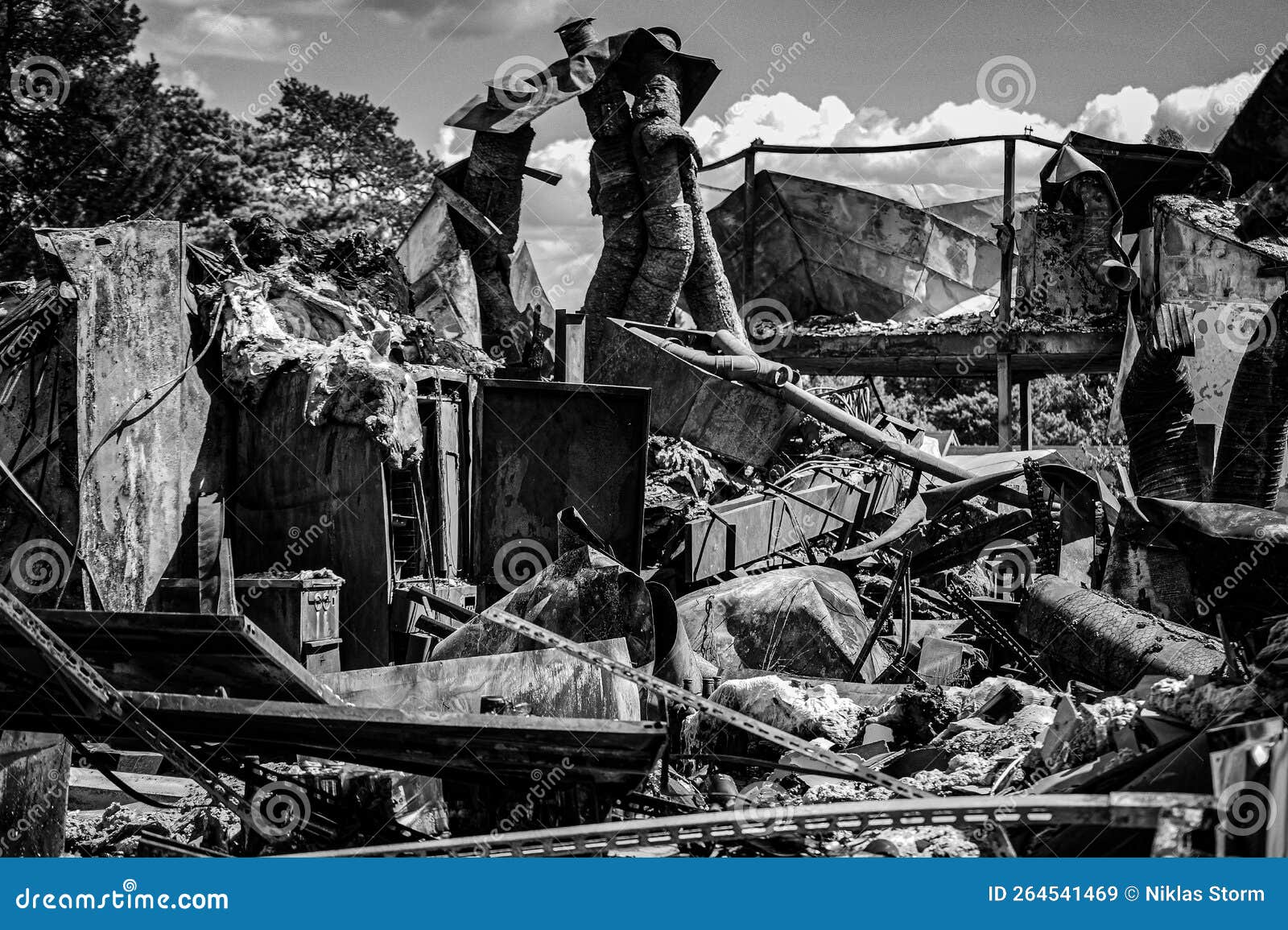 The Remains of Burned Down Restaurant Building Stock Image - Image of ...