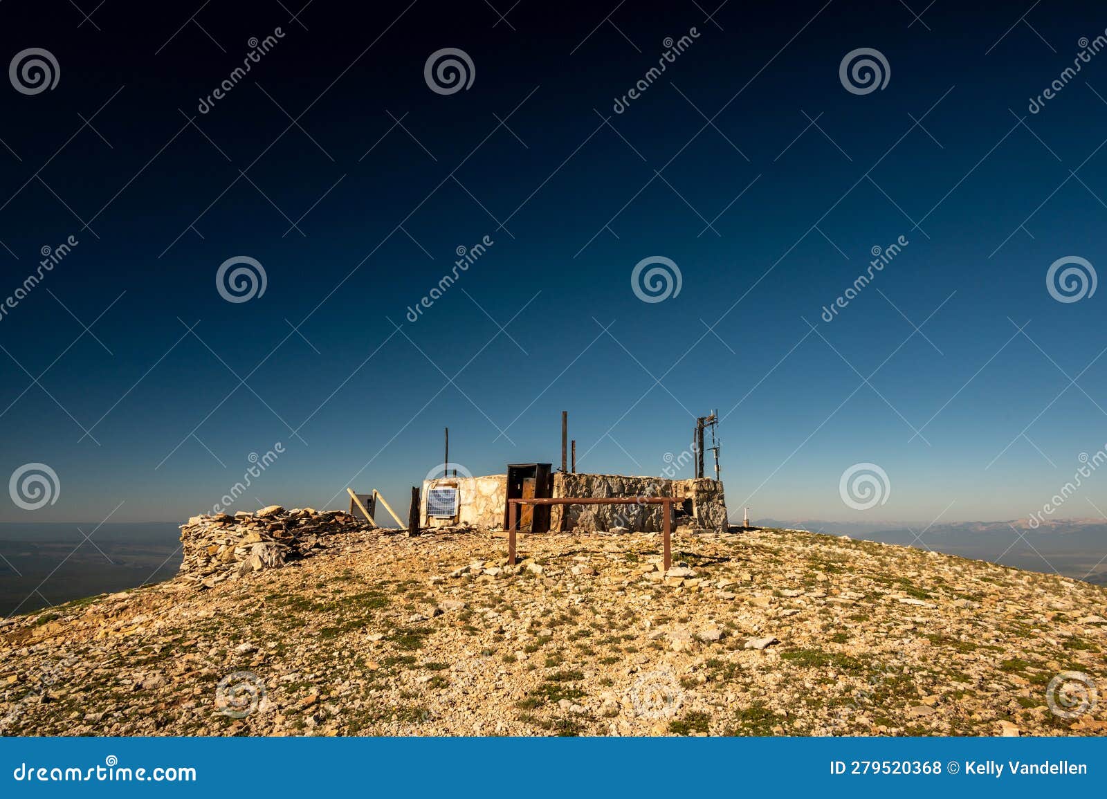 Remains of Burned Fire Tower Below Deep Blue Sky on Mt Holmes Stock ...