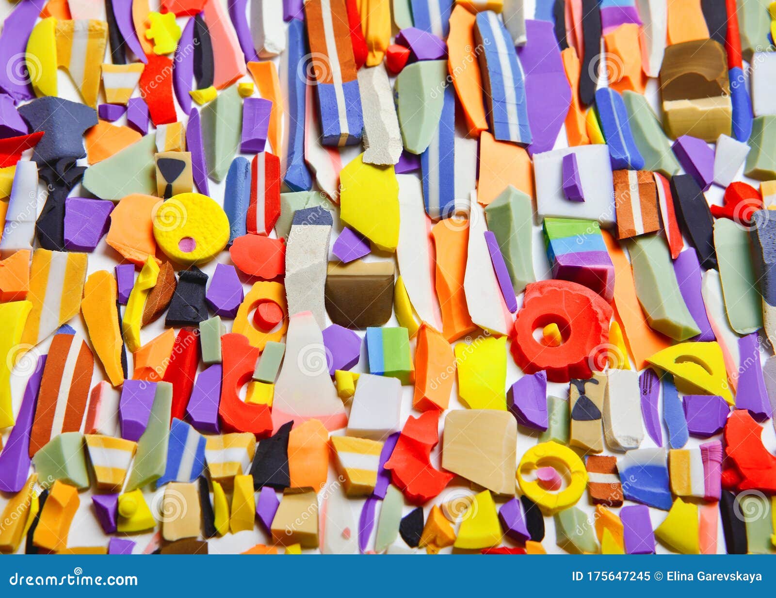 The Remains of Colorful Erasers Cut into Small Pieces Stock Image ...