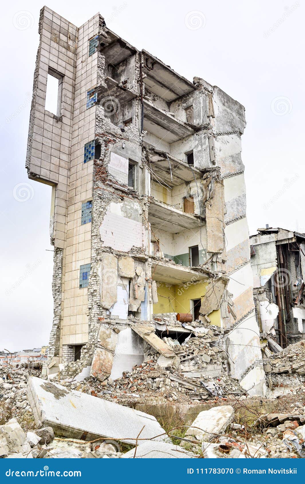 The Remains of Concrete Walls of the Building after the Explosion ...