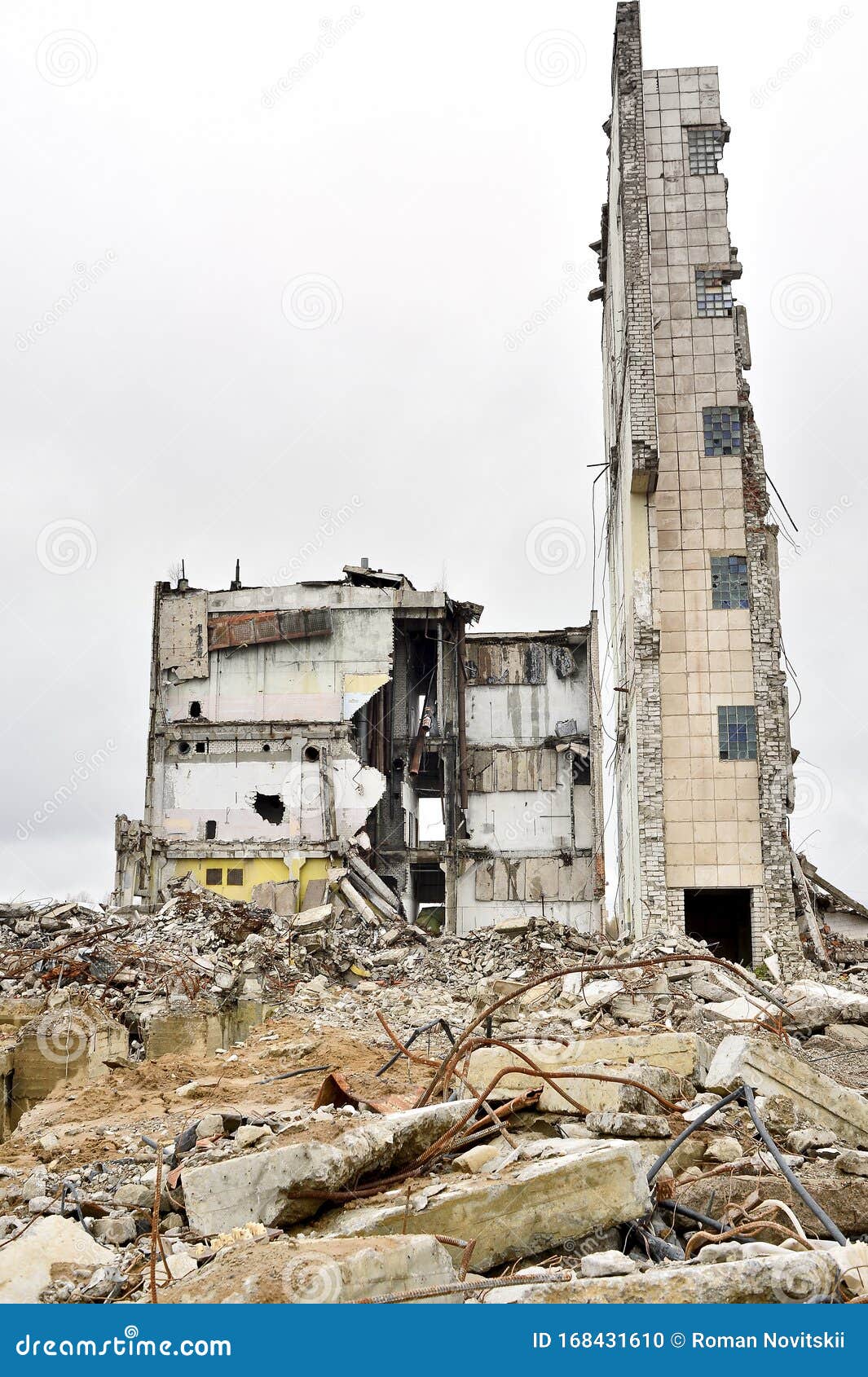 The Remains of Concrete Walls of the Building after the Explosion Stock ...