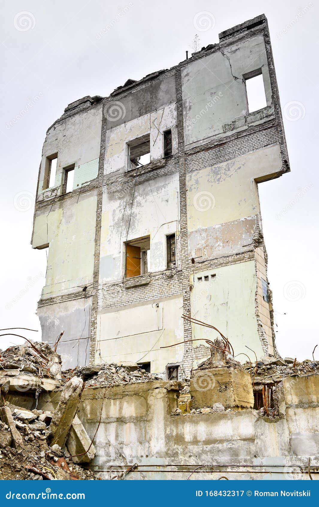 The Remains of Concrete Walls of the Building after the Explosion Stock ...